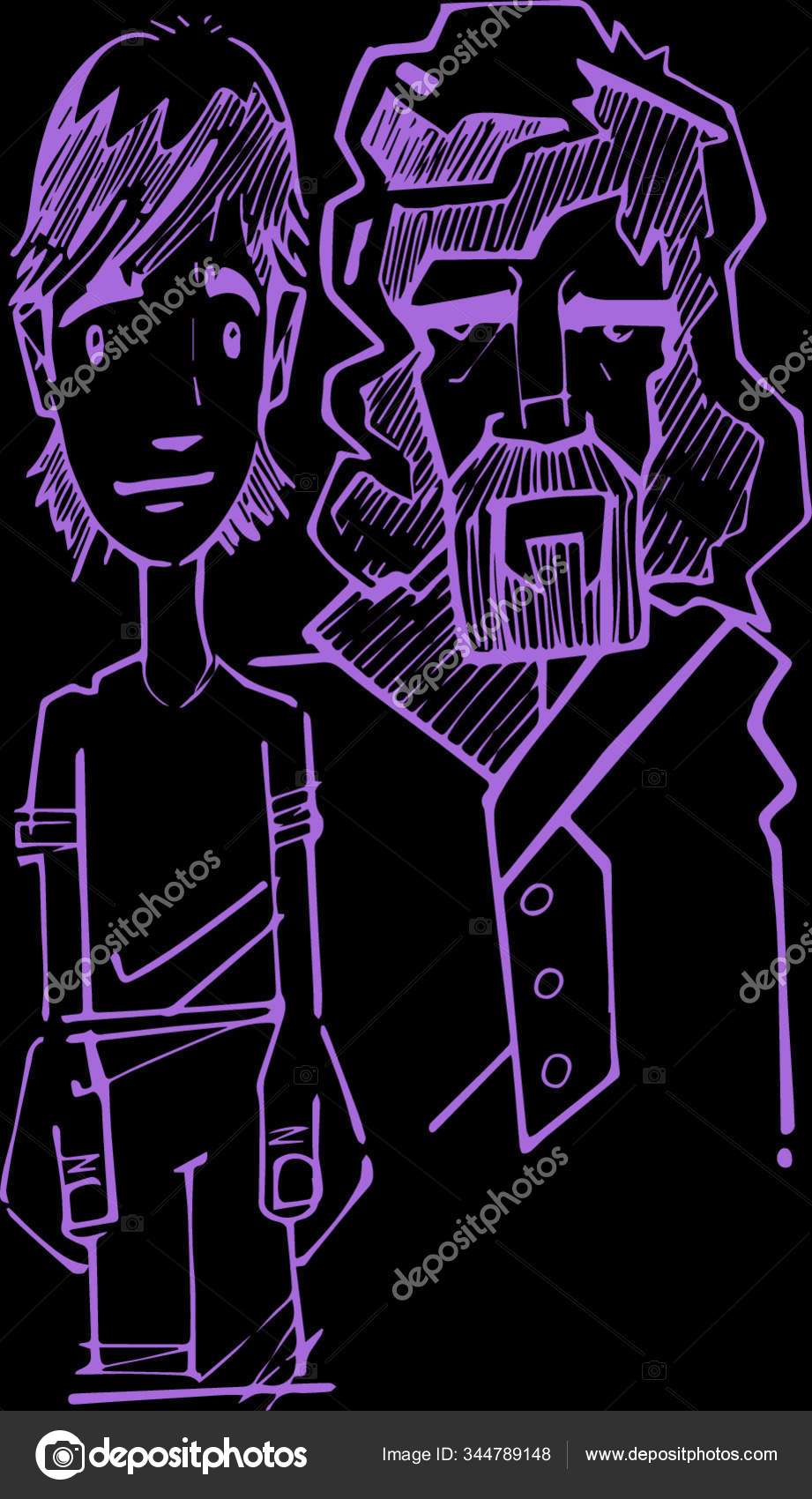 Hand Drawn Vector Illustration Drawing Man Boy Representing Age ...