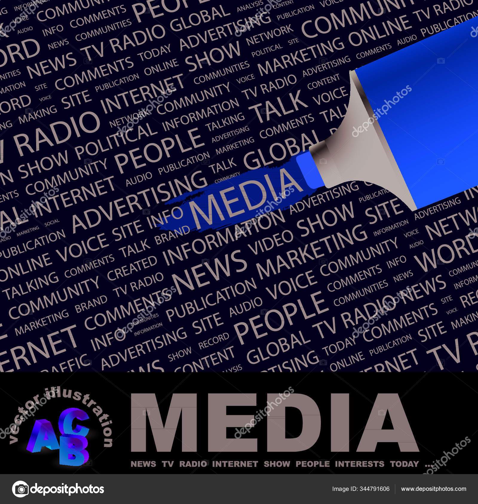 Media Background Concept Wordcloud Illustration Print Concept Word