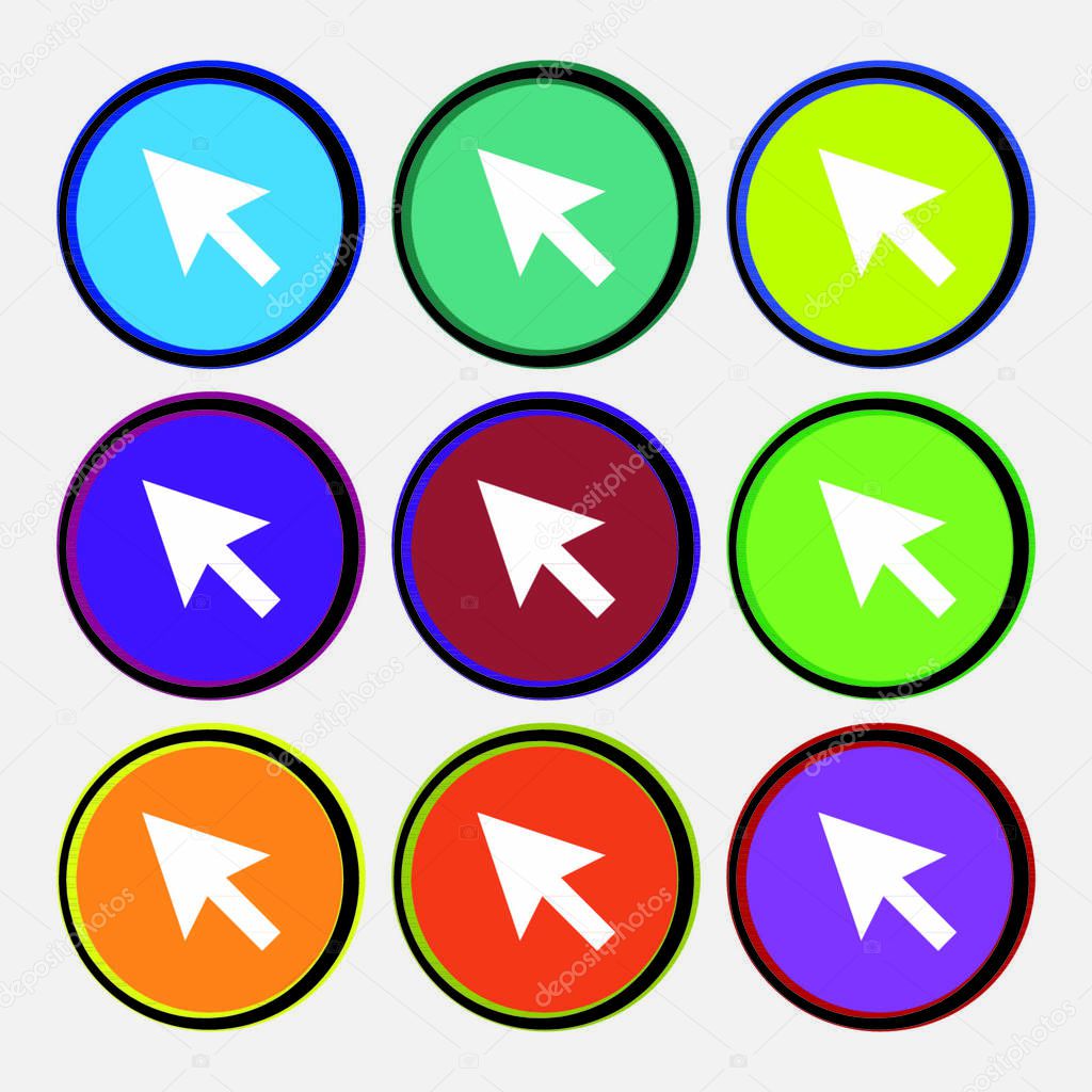 cursor de flecha, signo del icono del ratón del ordenador. Nueve ...