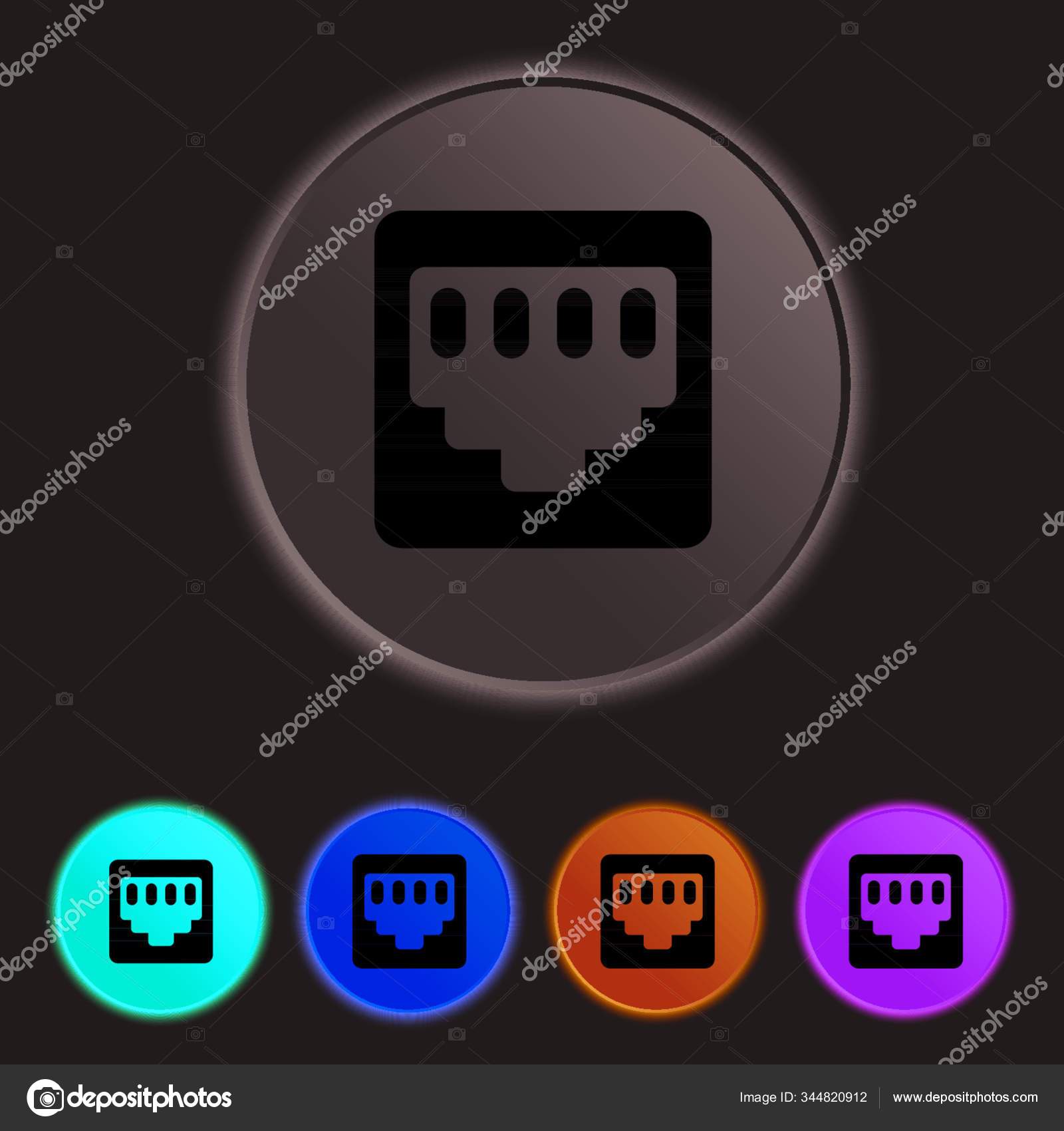 Cable Rj45 Signo Icono Del Cable Conexión Símbolo Cinco Botones Stock ...