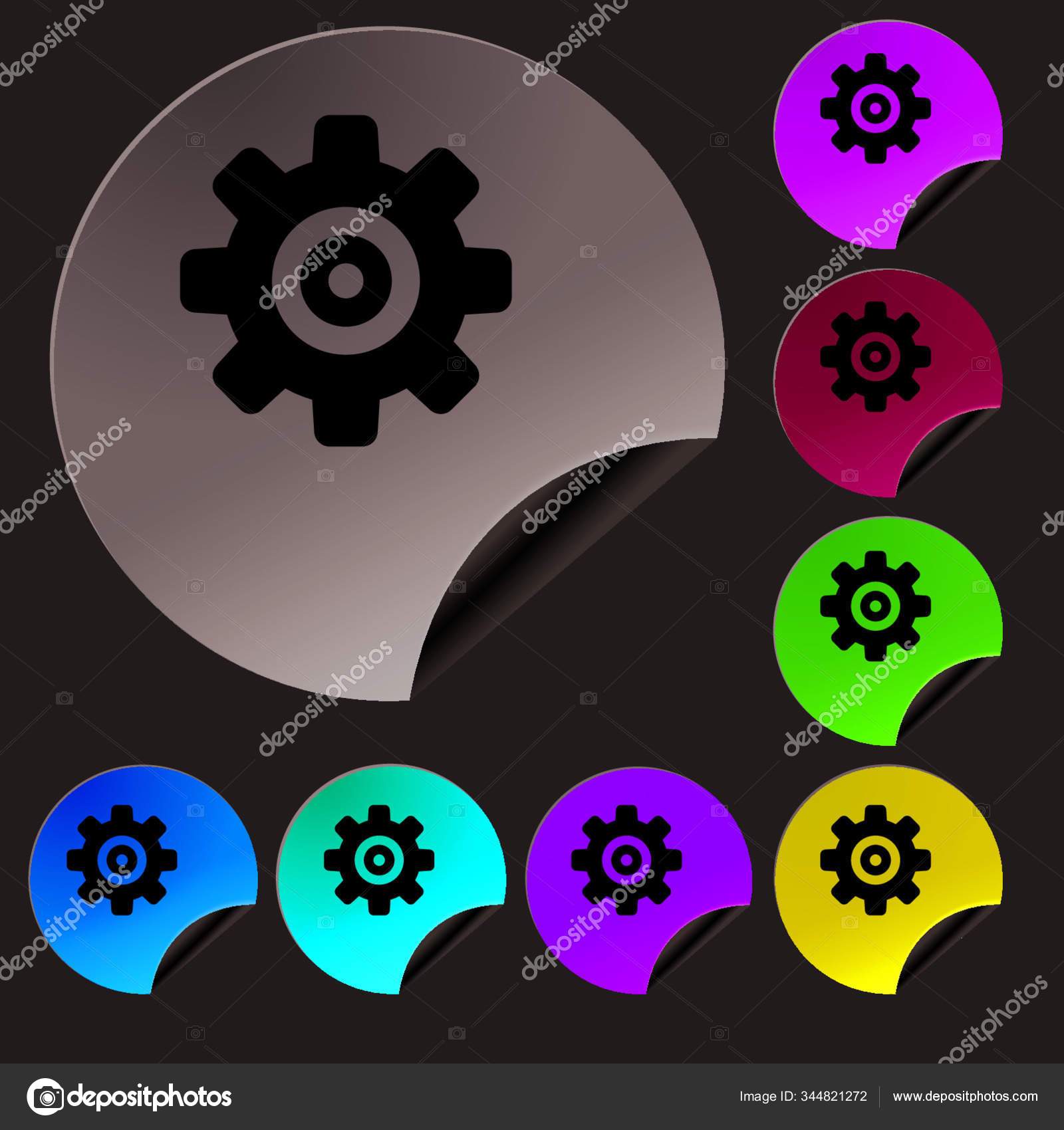 Cog Settings Cogwheel Gear Mechanism Icon Sign Set Eight Multi Stock ...