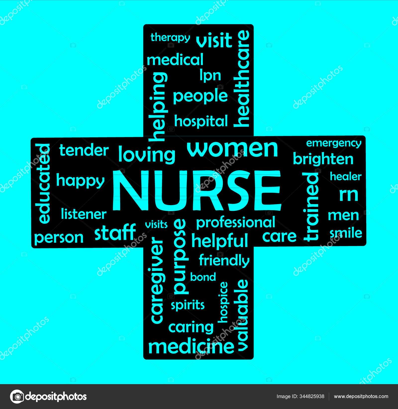 Nurse Word Cloud Concept Great Terms Care Brighten Caring Helpful Stock ...