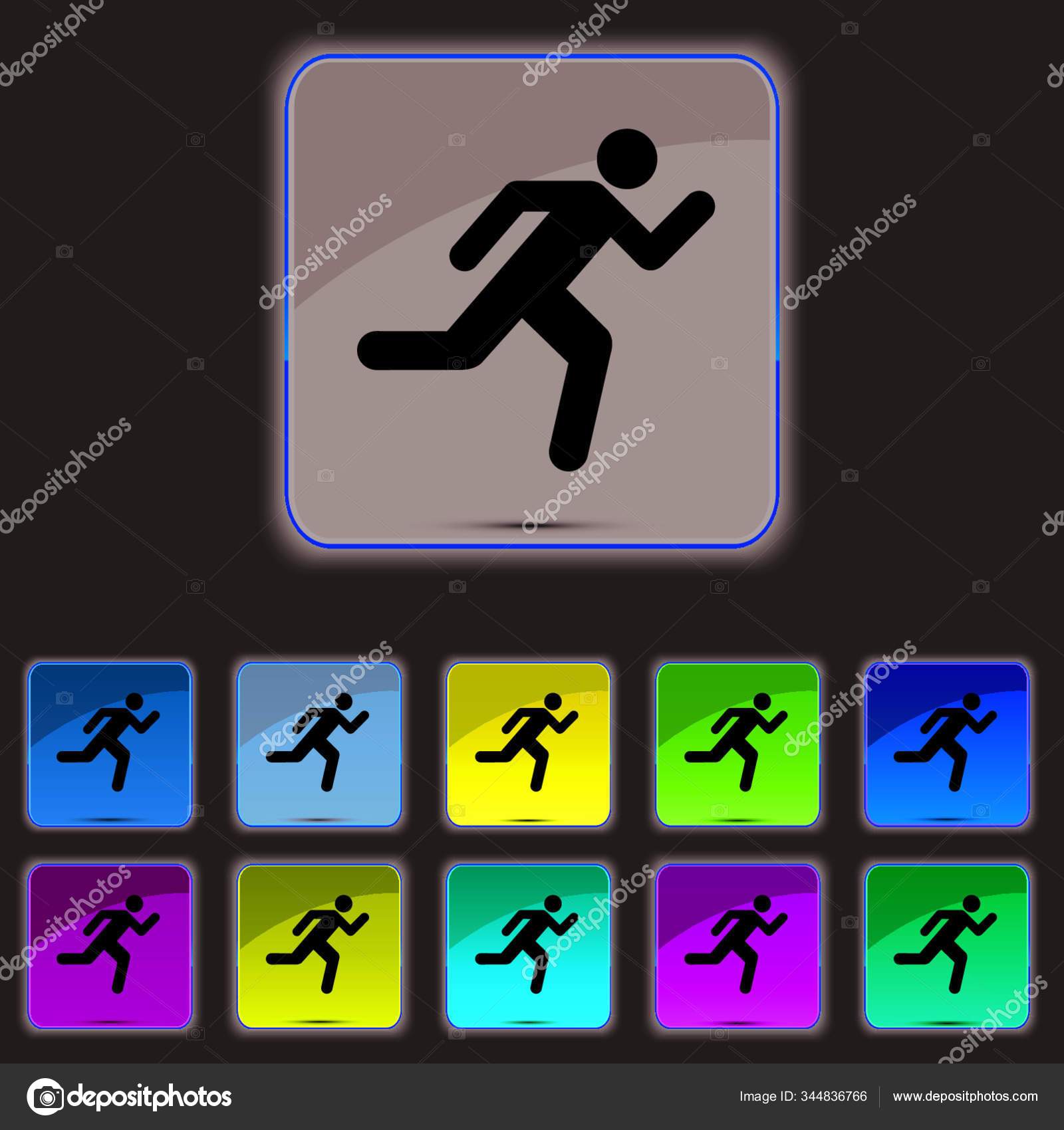 Running Man Icon Sign Set Eleven Colored Buttons Your Site Stock Vector ...