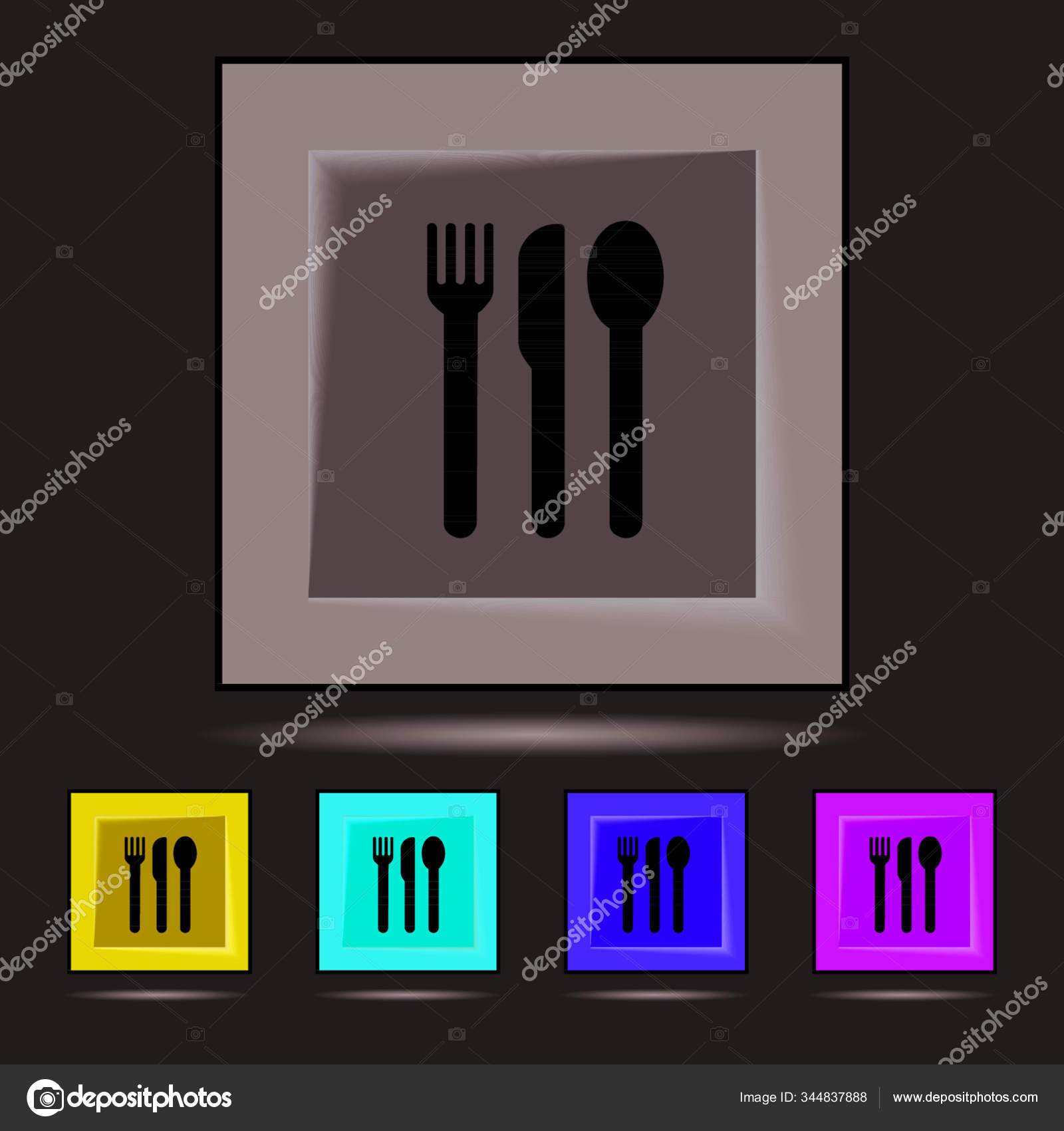 Fork Knife Spoon Icon Sign Original Five Colored Buttons Vector Stock Vector Image by ©YAYImages ...