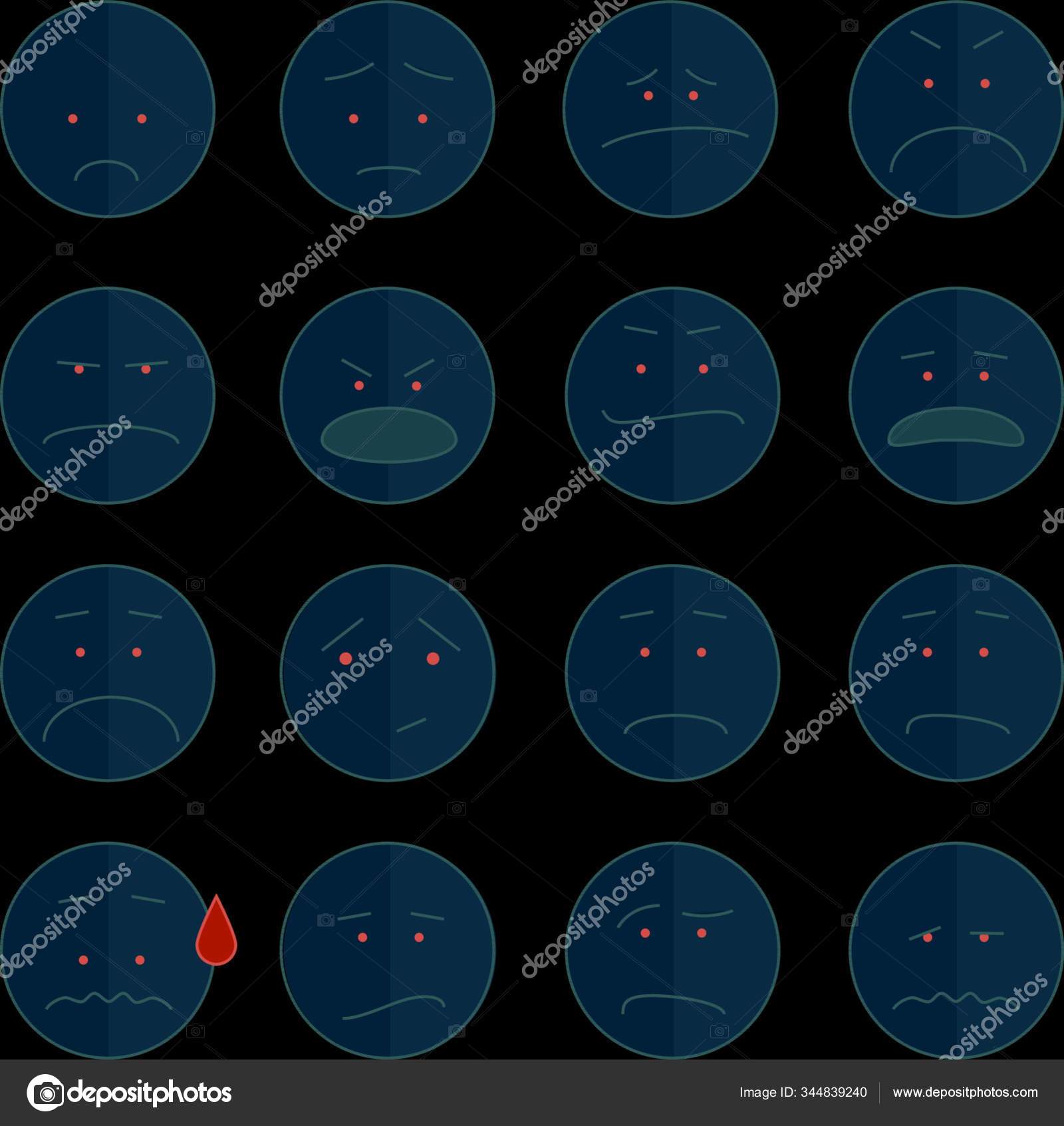 Set Smiley Icons Different Negative Sadness Emotions Large Set Vector ...
