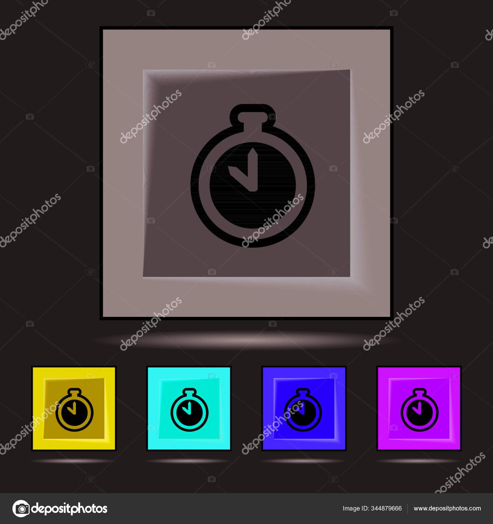 Stopwatch Icon Sign Original Five Colored Buttons Vector Illustration ...