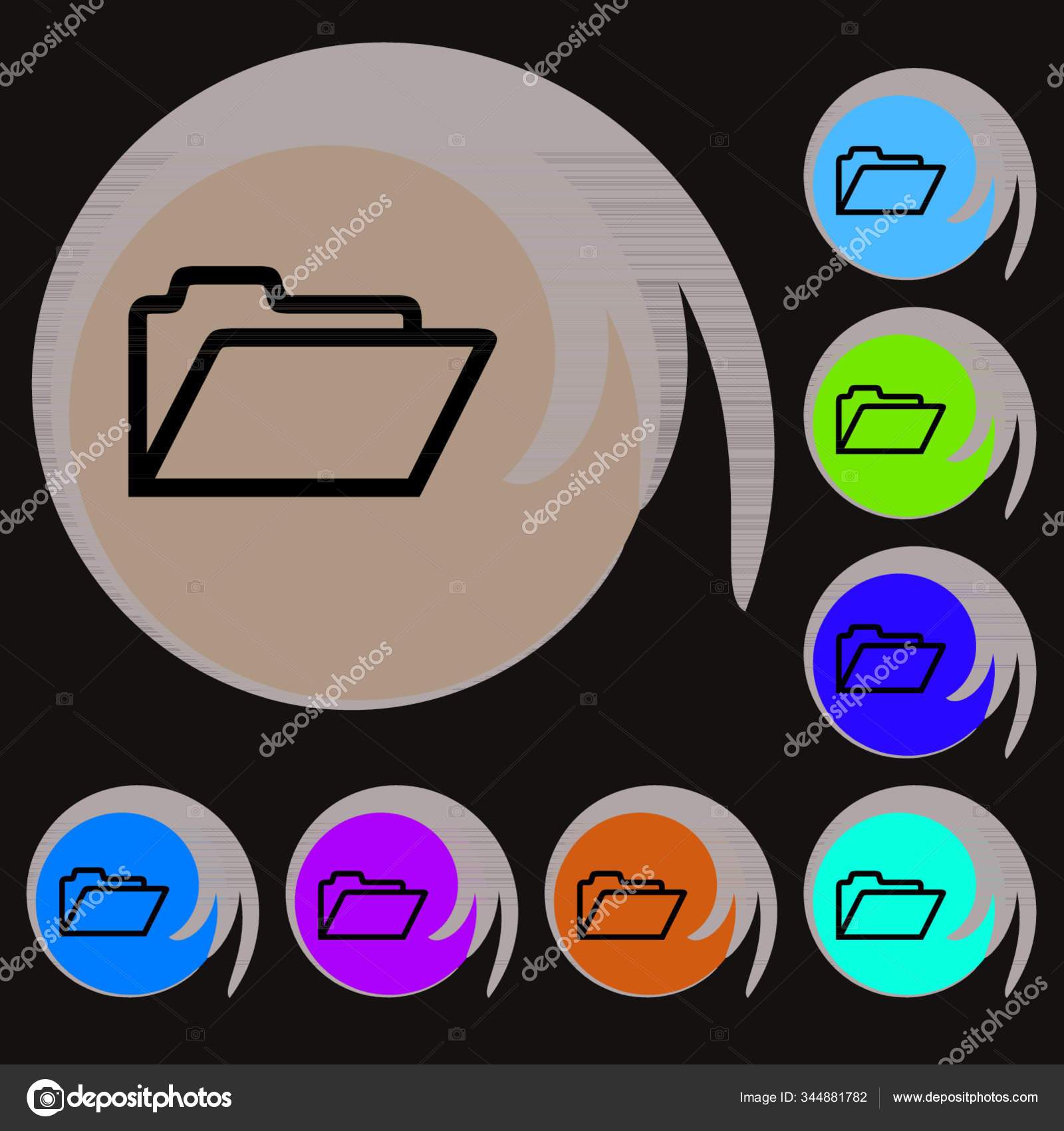 Folder Icon Sign Symbol Eight Colored Buttons Vector Illustration Stock ...