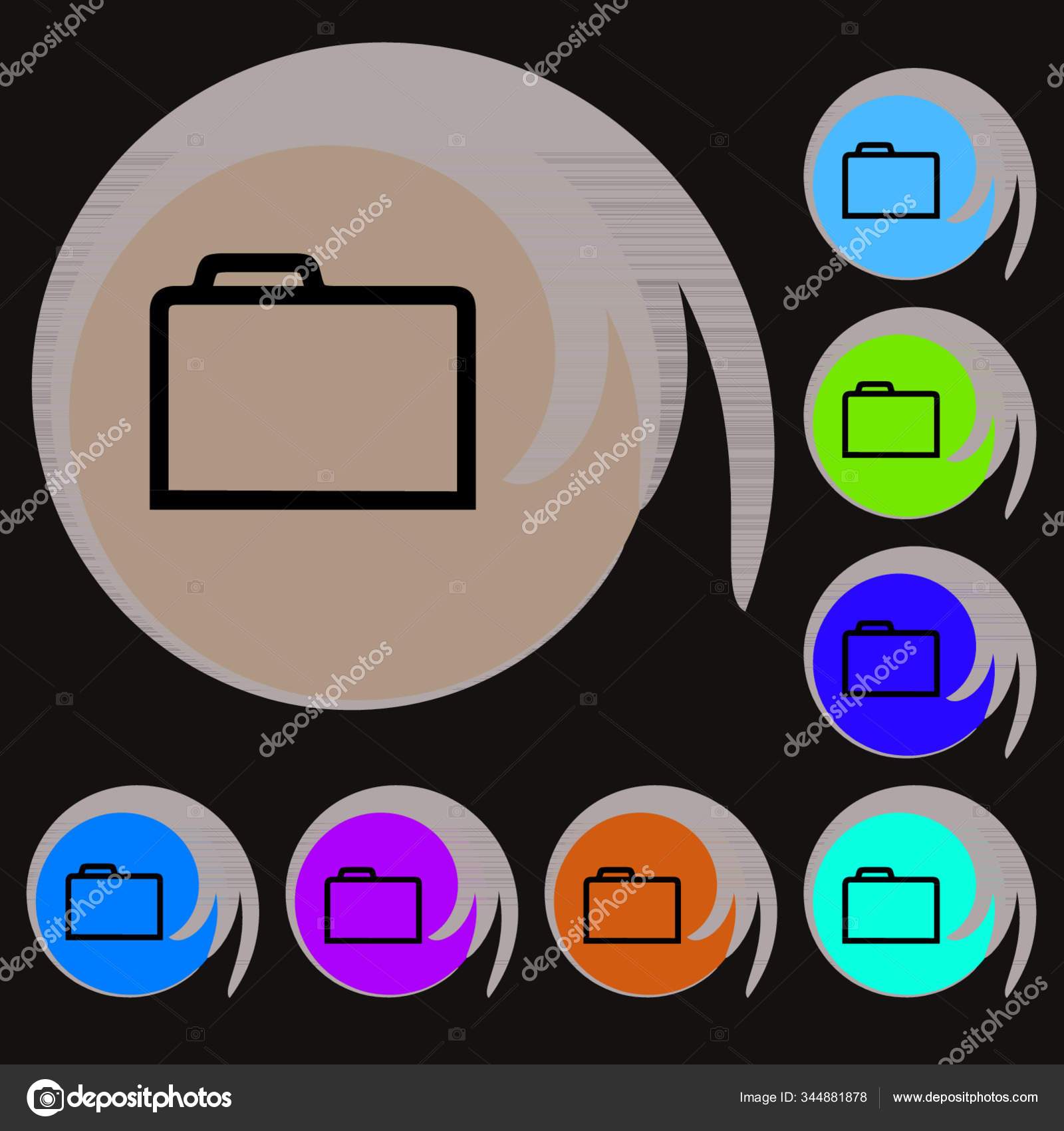 Folder Icon Sign Symbol Eight Colored Buttons Vector Illustration Stock ...