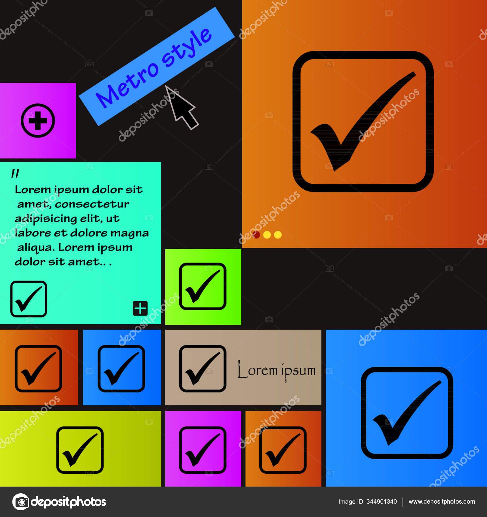 Check Mark Icon Sign Buttons Modern Interface Website Buttons Cursor Stock Vector Image by ...