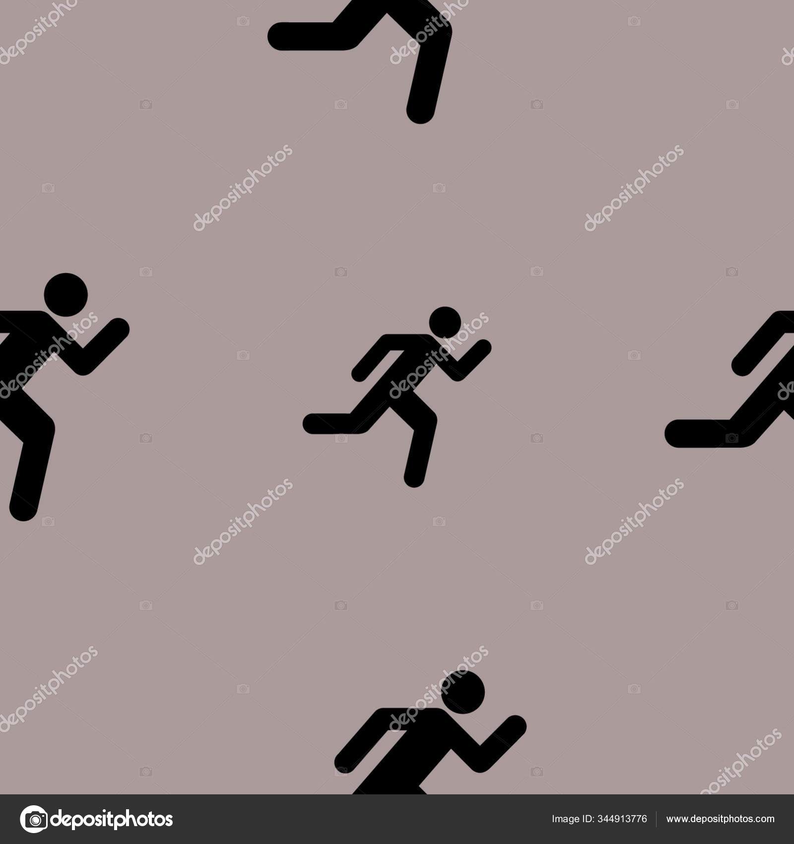 Running Man Icon Sign Seamless Pattern Gray Background Vector ...
