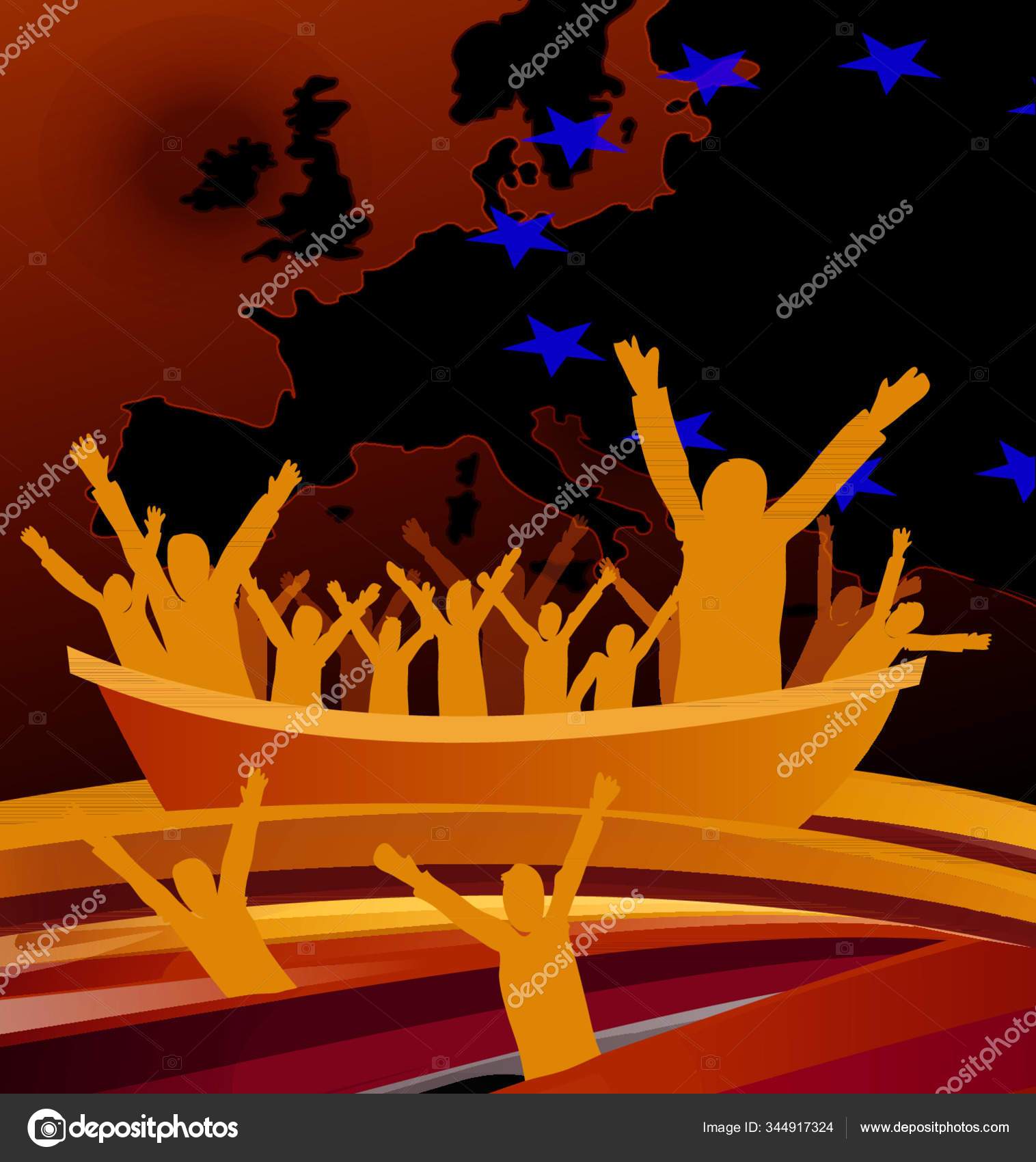 Immigration People Boat European Map Stock Vector by ©YAYImages 344917324