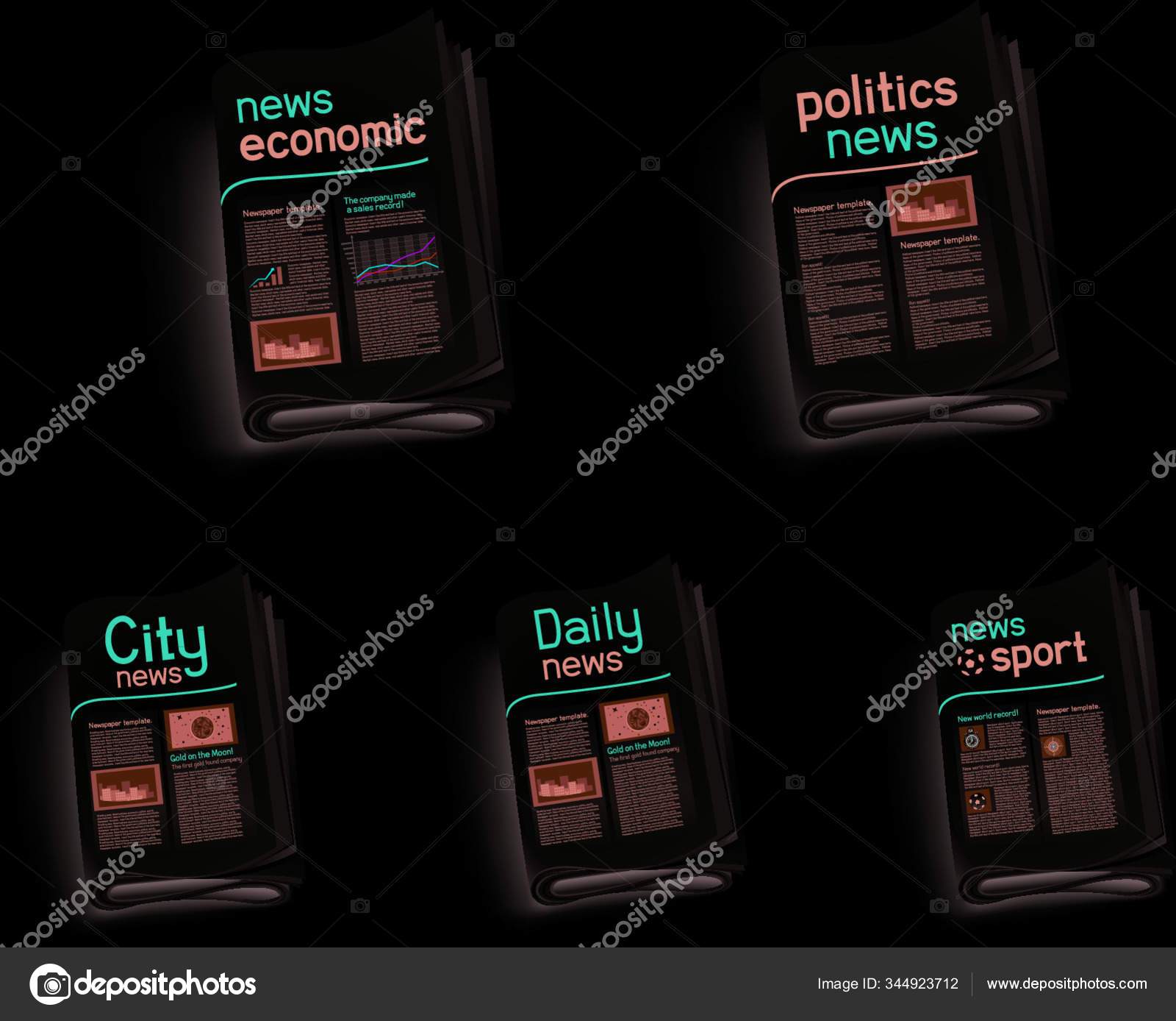 Collection Newspapers White Background News Politics Government ...