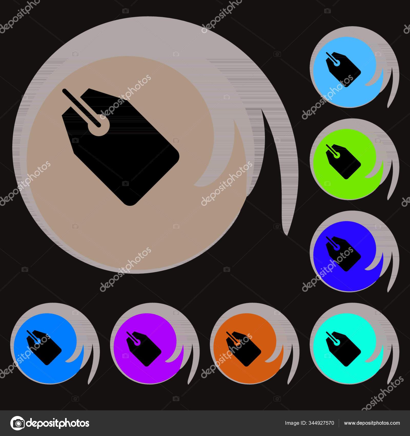 Web Stickers Tags Banners Icon Symbols Eight Colored Buttons Vector ...