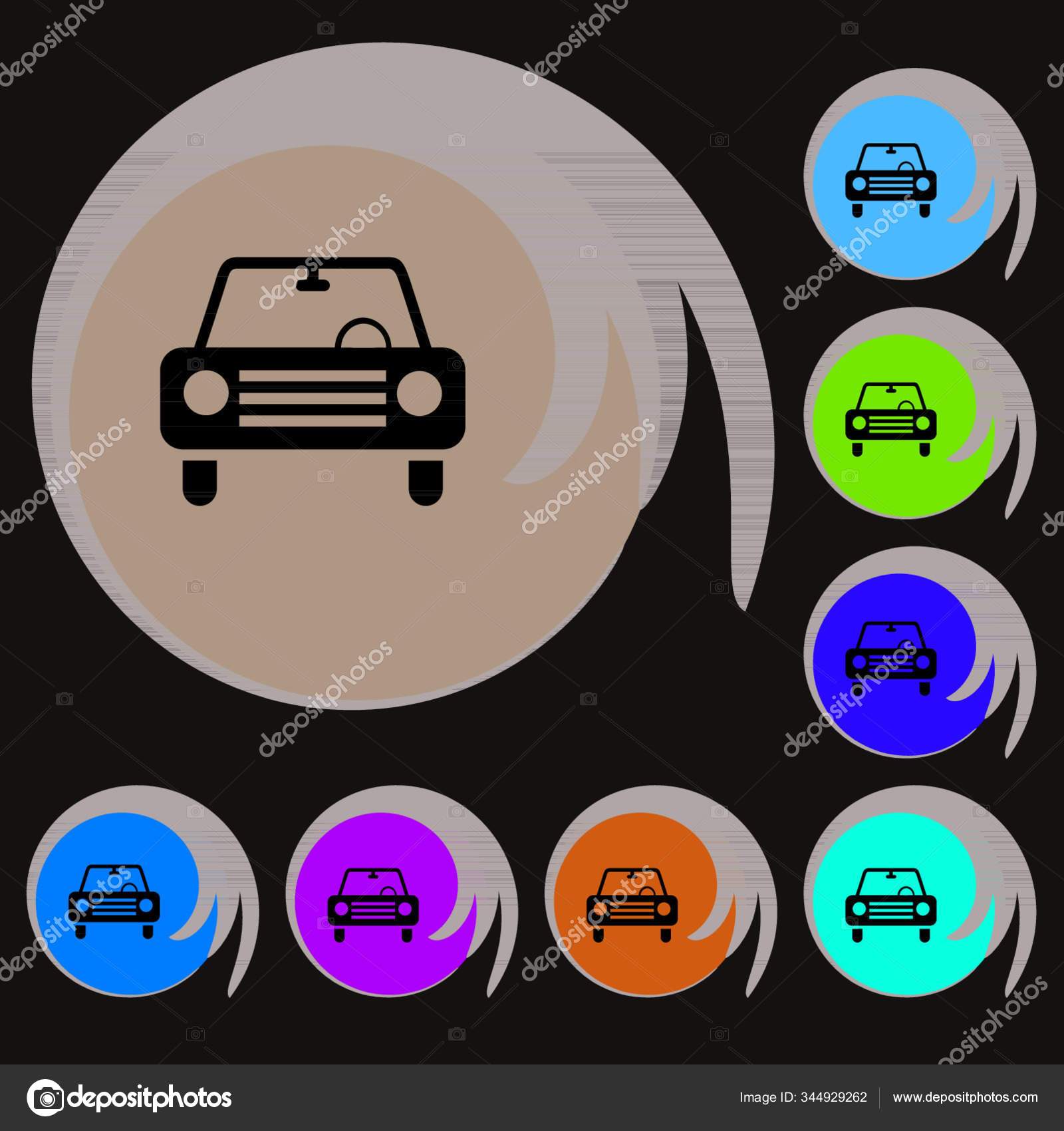 Car Icon Symbols Eight Colored Buttons Vector Illustration Stock Vector ...