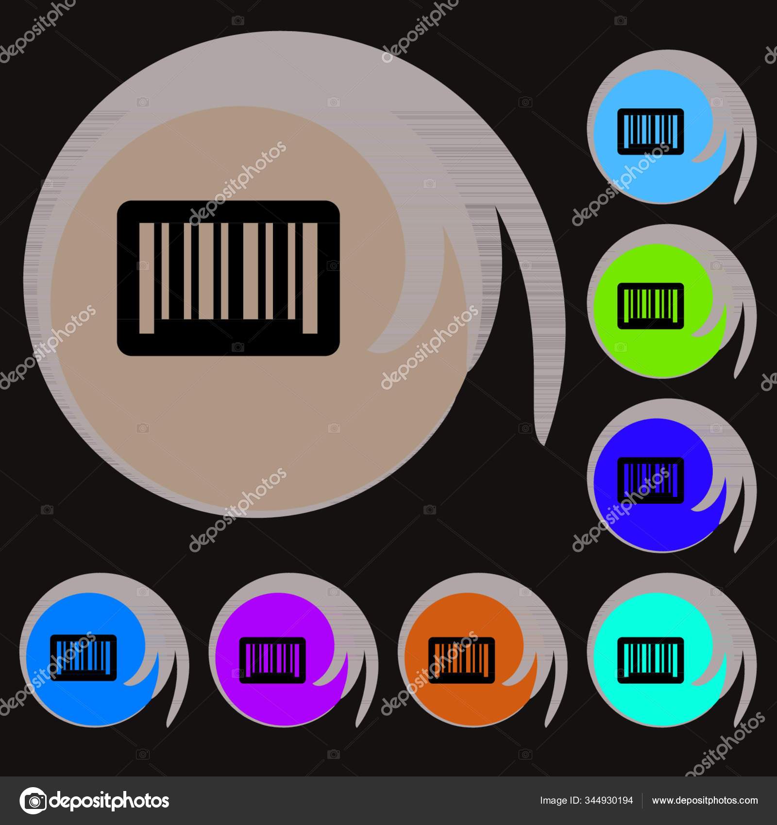 Barcode Icon Symbols Eight Colored Buttons Vector Illustration Stock ...