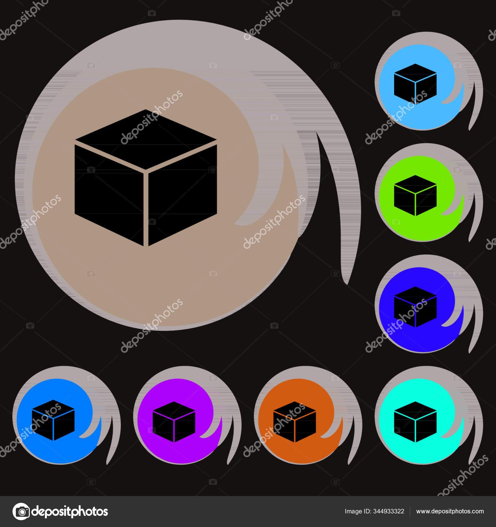 Icono Del Cubo Símbolos Ocho Botones Colores Ilustración Vectorial ...