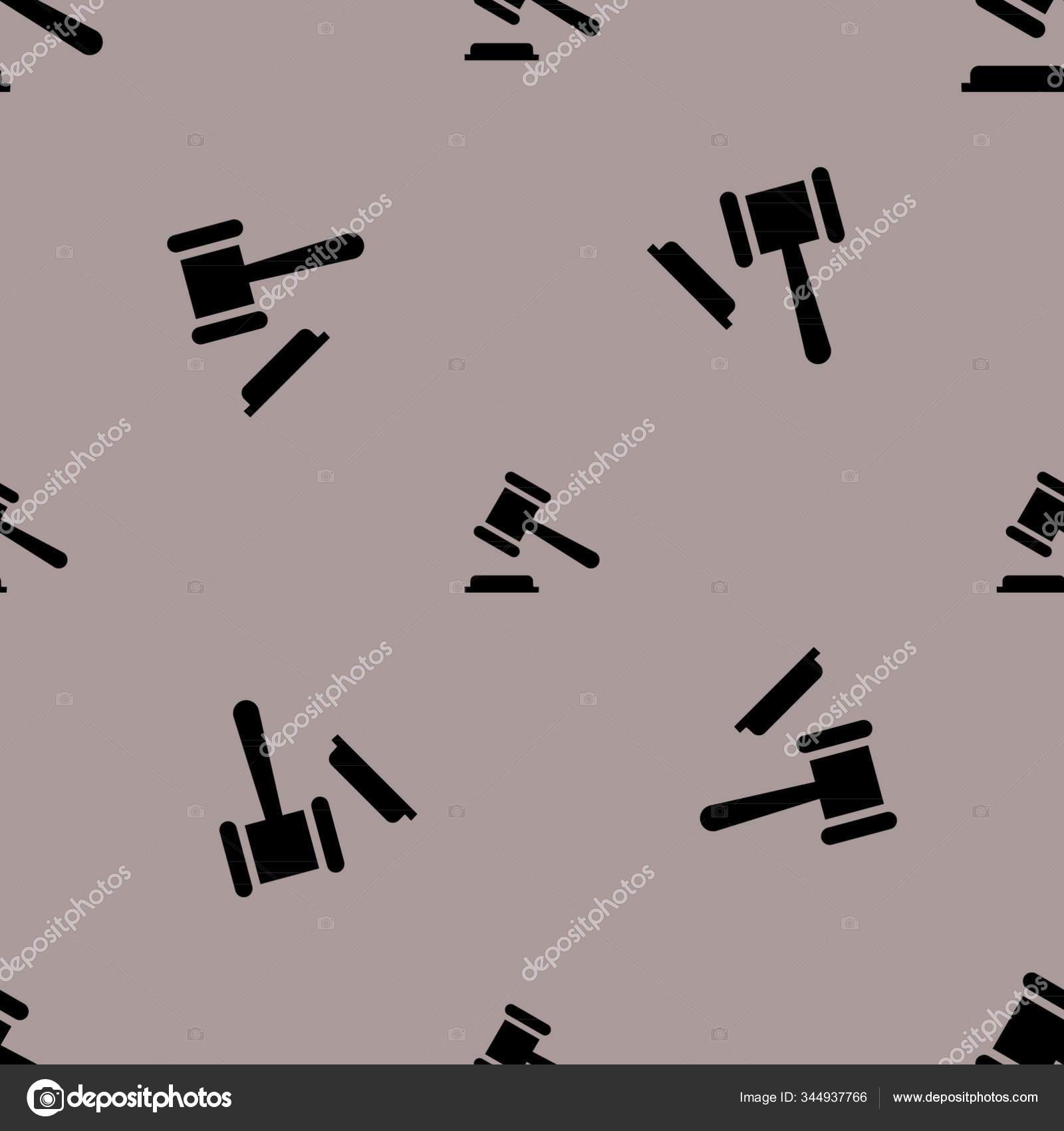 Judge Auction Hammer Icon Sign Seamless Pattern Gray Background Vector ...