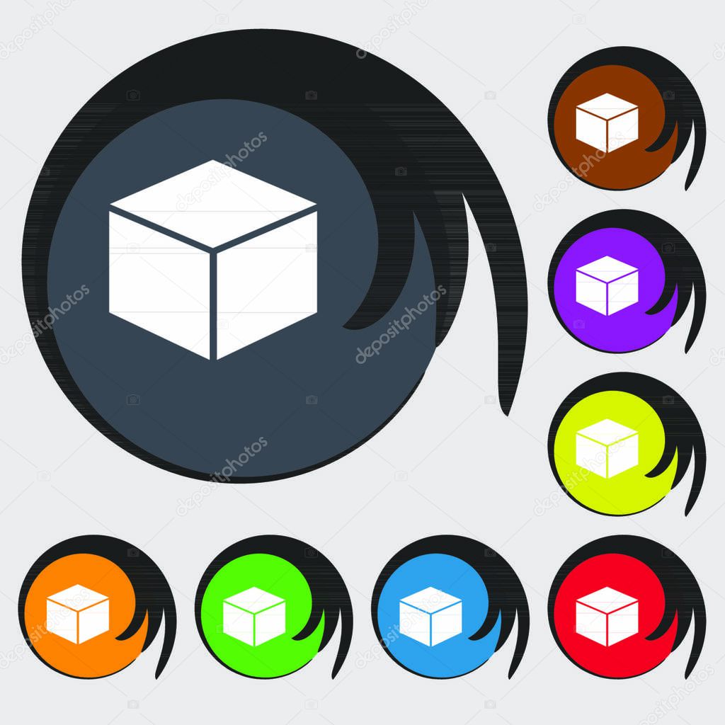 Icono Del Cubo Símbolos Ocho Botones Colores Ilustración Vectorial ...