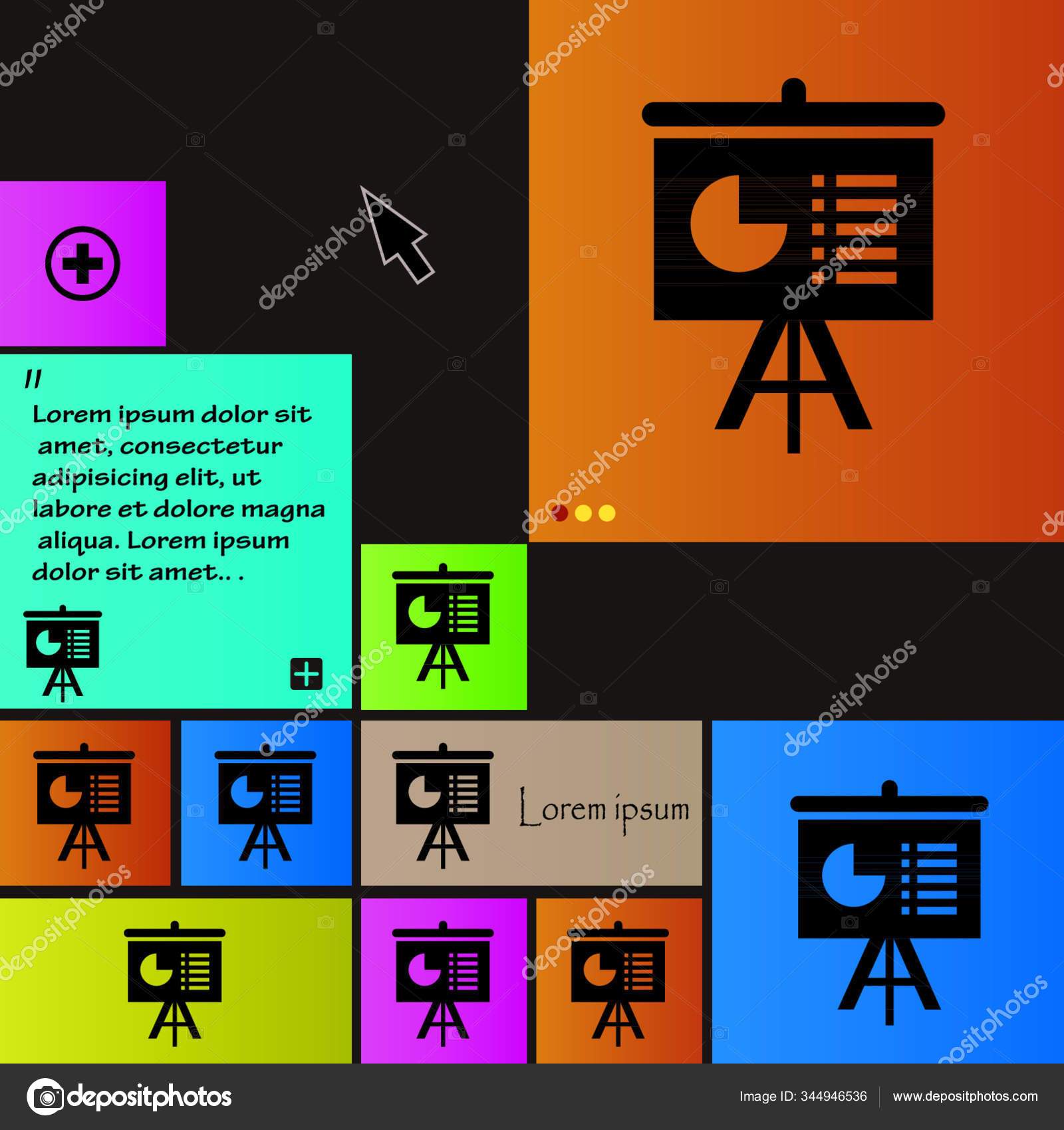 Presentation Board Icon Sign Buttons Modern Interface Website Buttons Cursor Stock Vector by ...