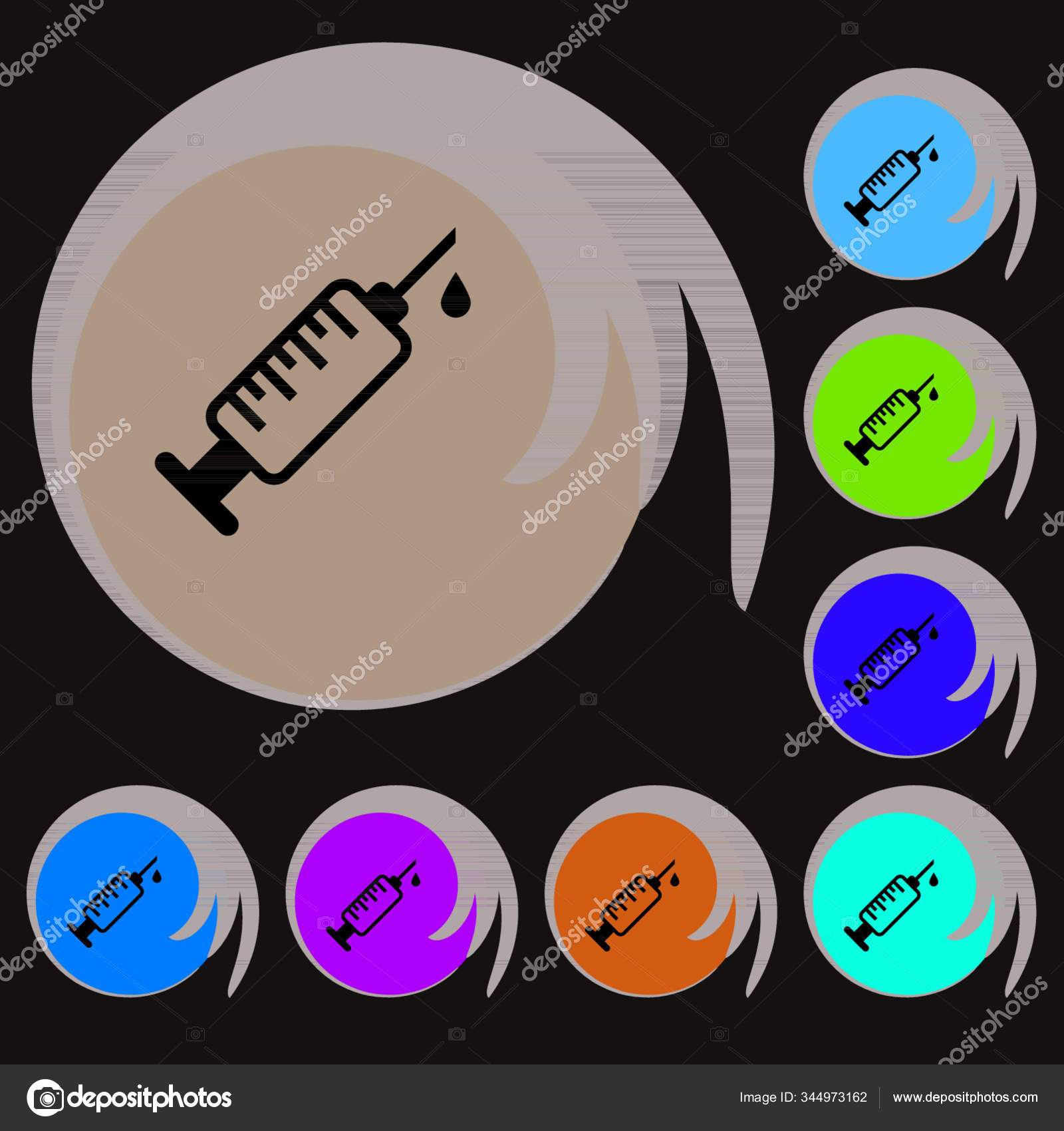 Syringe Icon Symbols Eight Colored Buttons Vector Illustration Stock ...