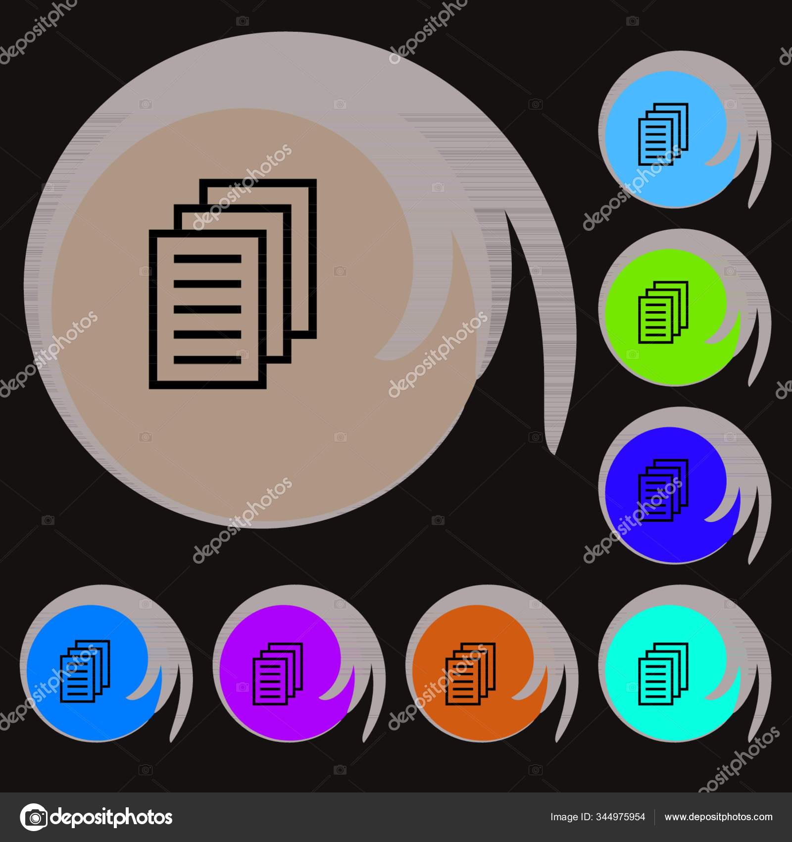 Copy File Duplicate Document Icon Symbols Eight Colored Buttons Vector Stock Vector Image by ...