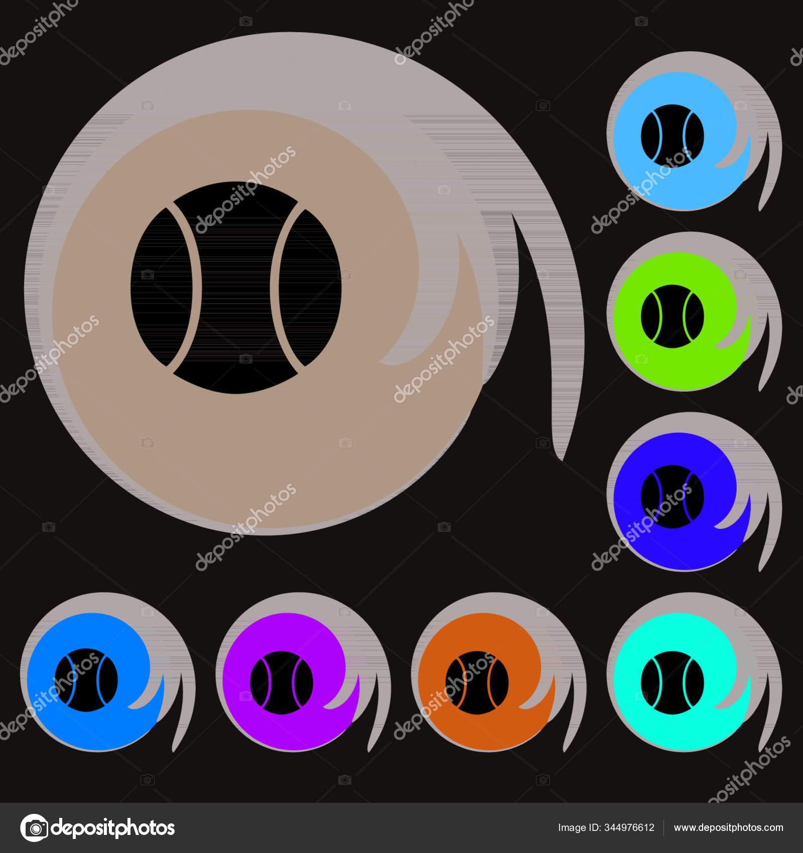 Baseball Icon Symbols Eight Colored Buttons Vector Illustration Stock ...