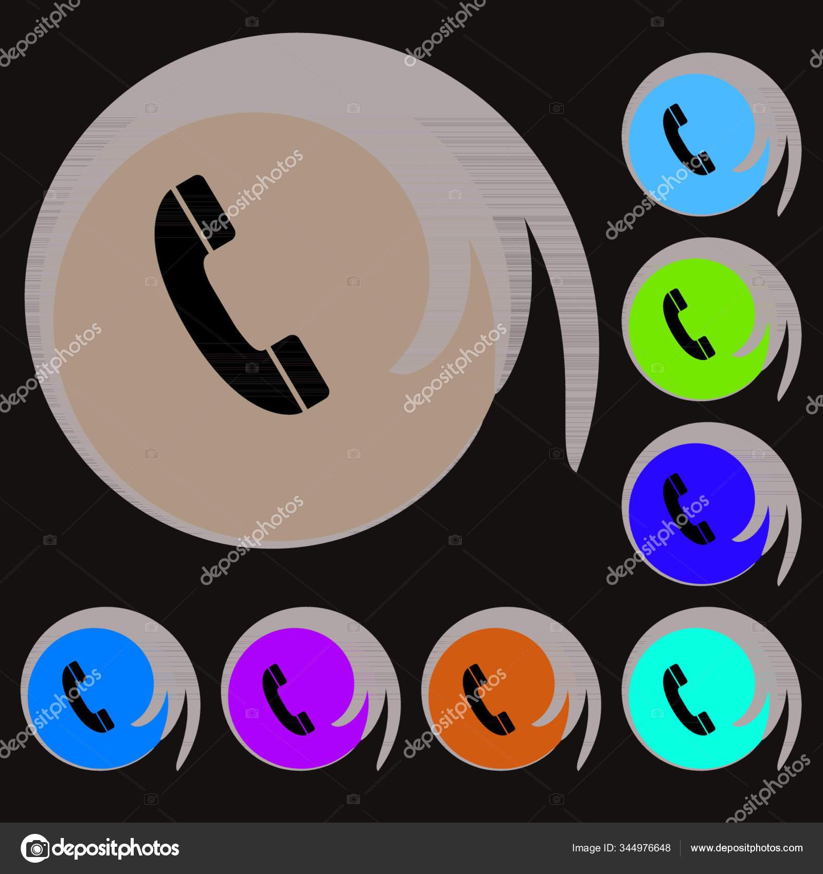 Call Icon Symbols Eight Colored Buttons Vector Illustration Stock ...