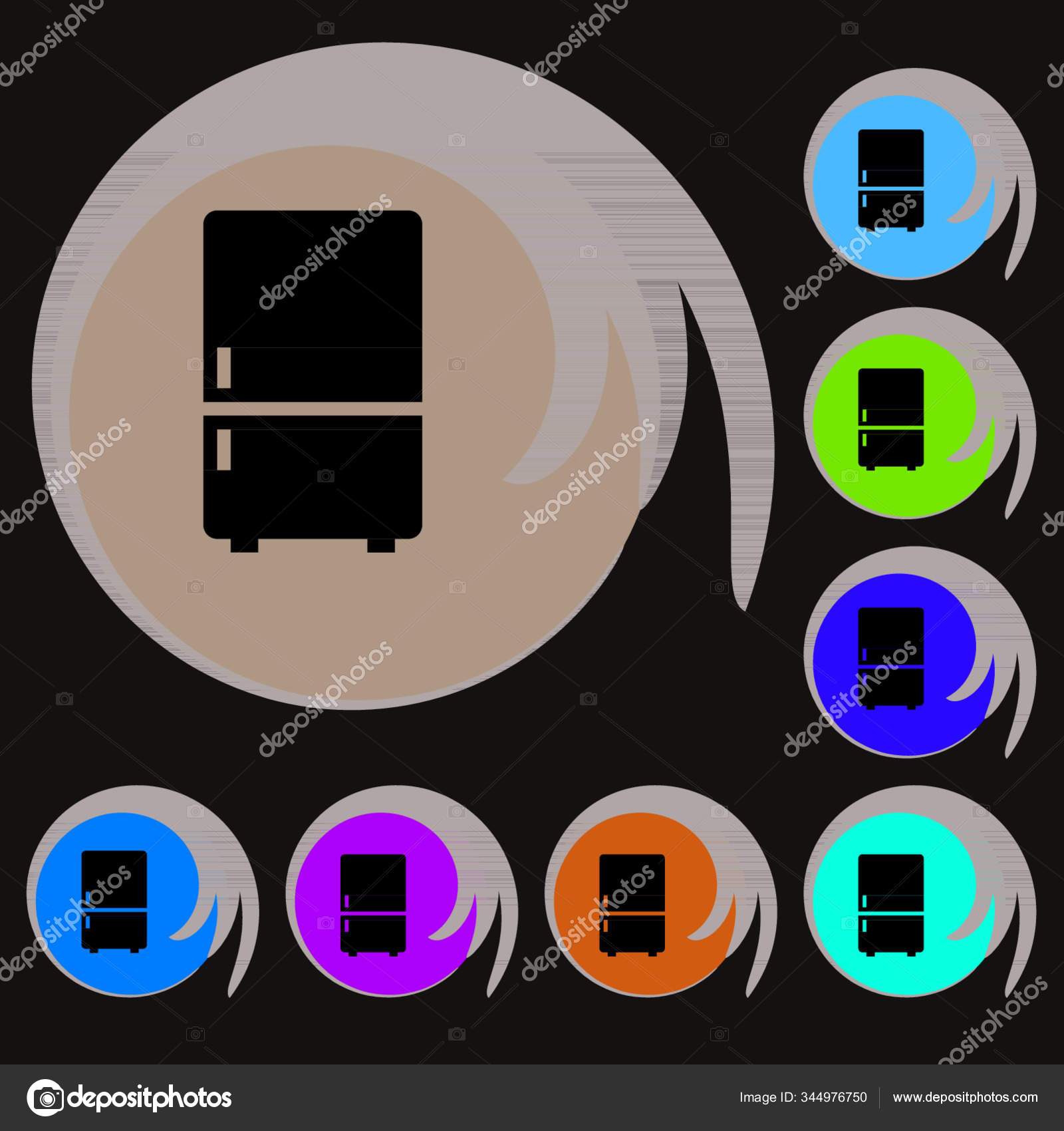 Refrigerator Icon Symbols Eight Colored Buttons Vector Illustration ...