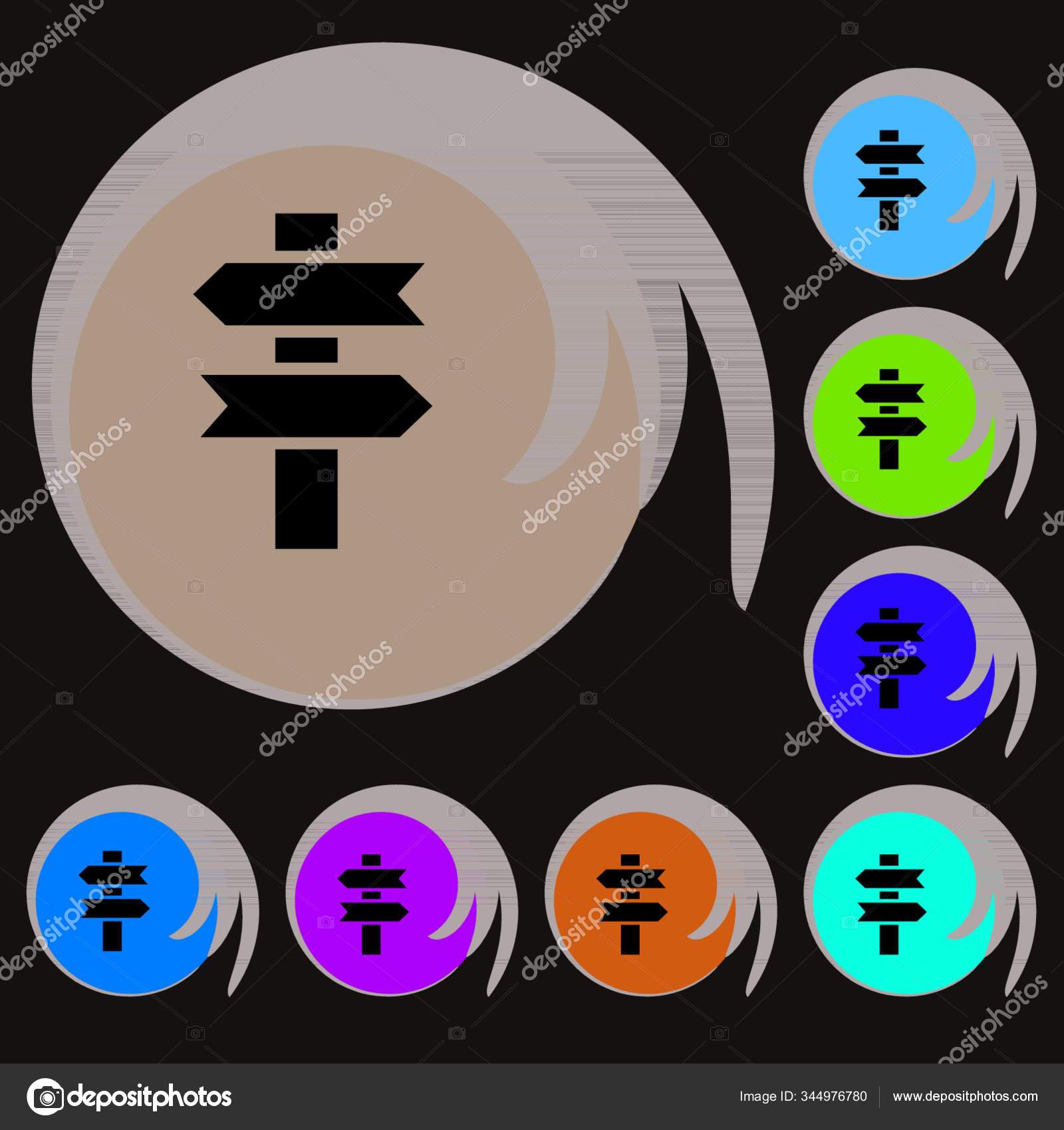 Line Directs Icon Symbols Eight Colored Buttons Vector Illustration ...