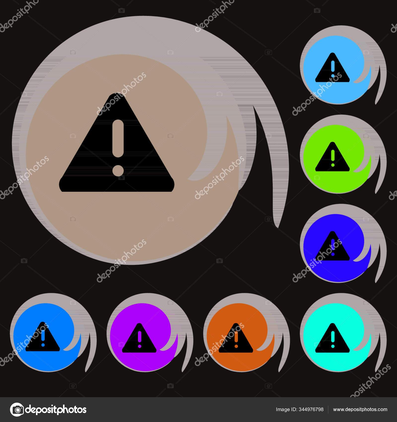 Exclamation Mark Attention Caution Icon Symbols Eight Colored Buttons ...