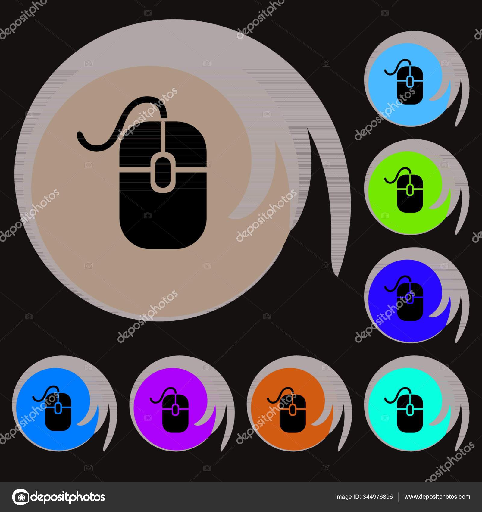 Computer Mouse Icon Symbols Eight Colored Buttons Vector Illustration ...
