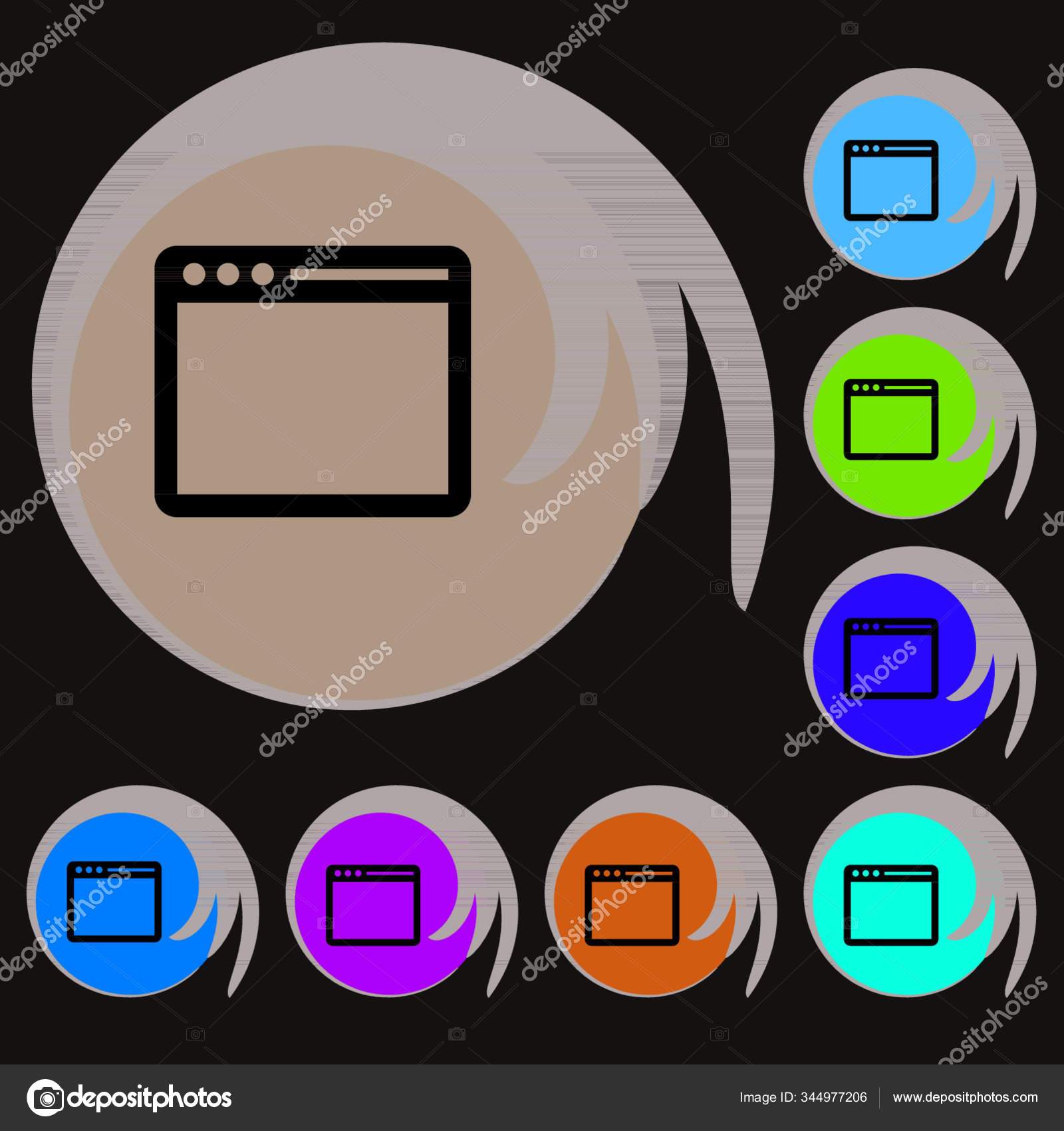 Simple Browser Window Icon Symbols Eight Colored Buttons Vector ...