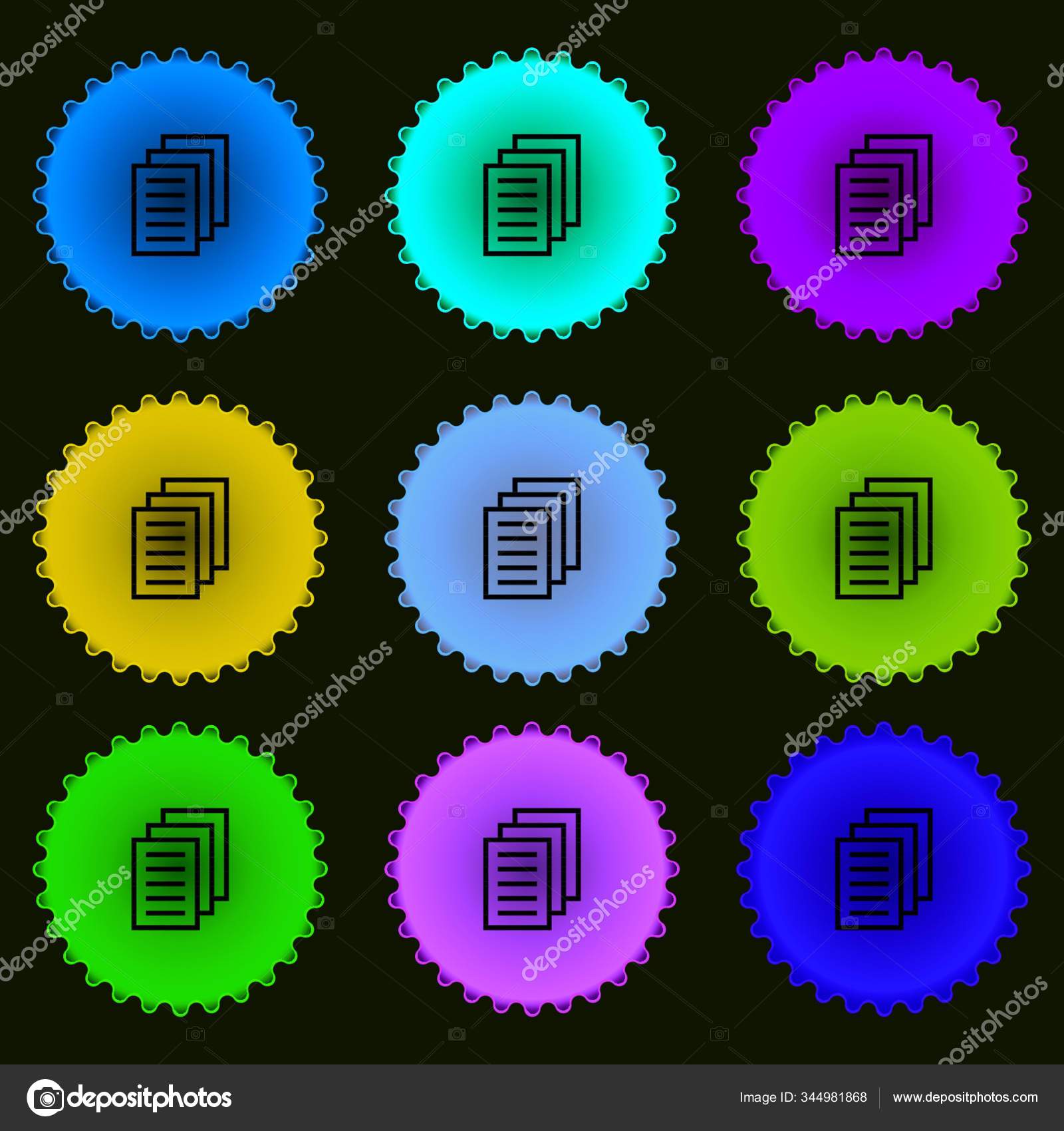 Copy File Duplicate Document Icon Sign Set Nine Different Colored Stock Vector By ©yayimages