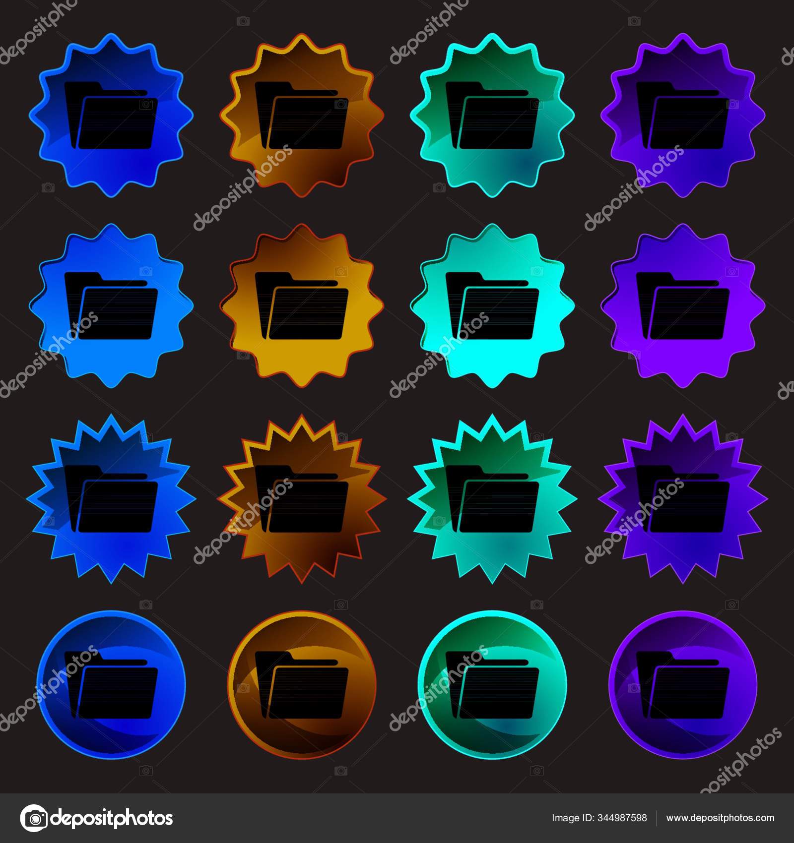 Folder Icon Sign Big Set Colorful Modern Buttons Your Design Stock ...