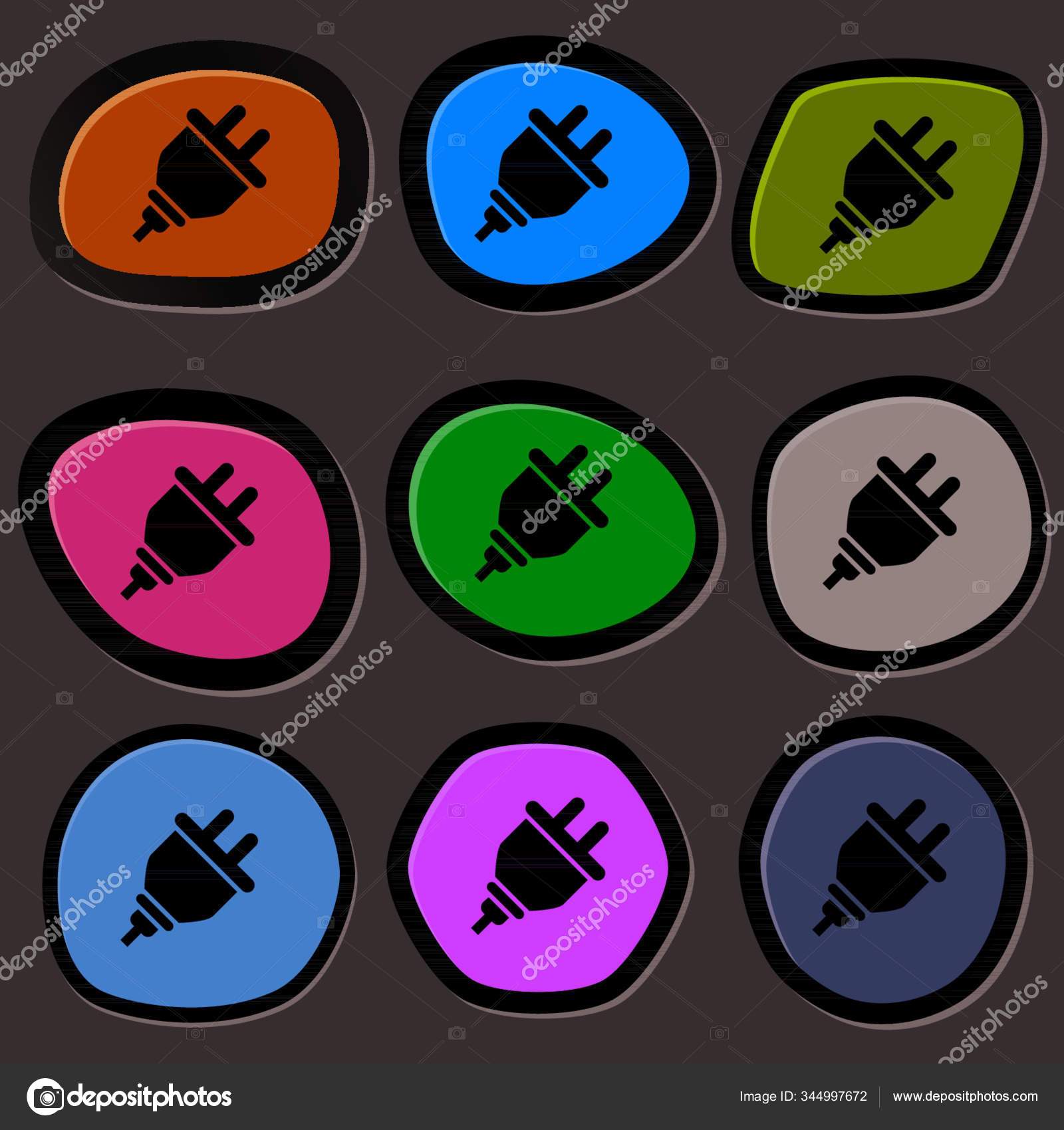 Plug Symbols Multicolored Paper Stickers Vector Illustration Stock ...