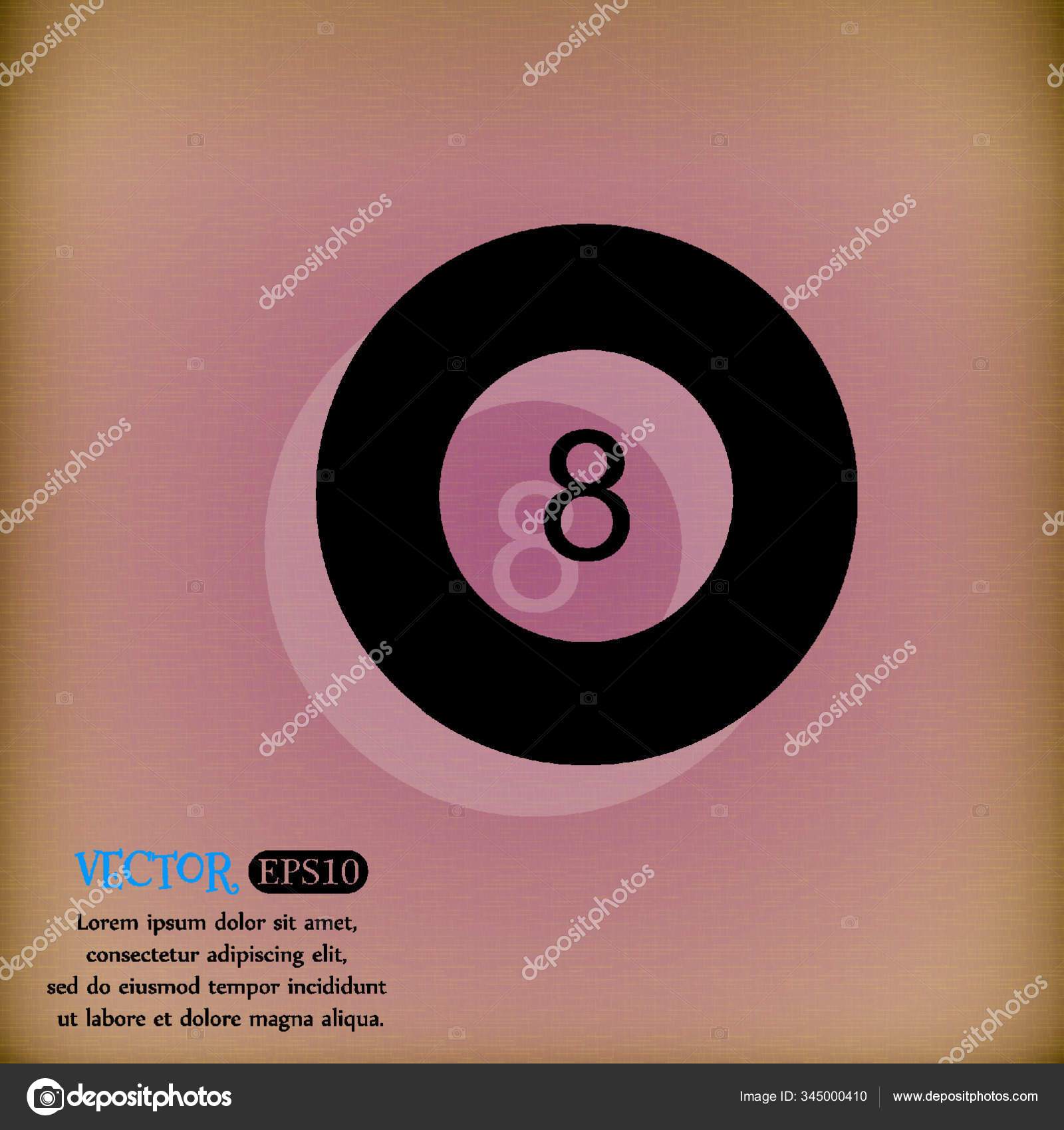 Eightball Billiards Icon Blue Green Abstract Background Shadow Space ...