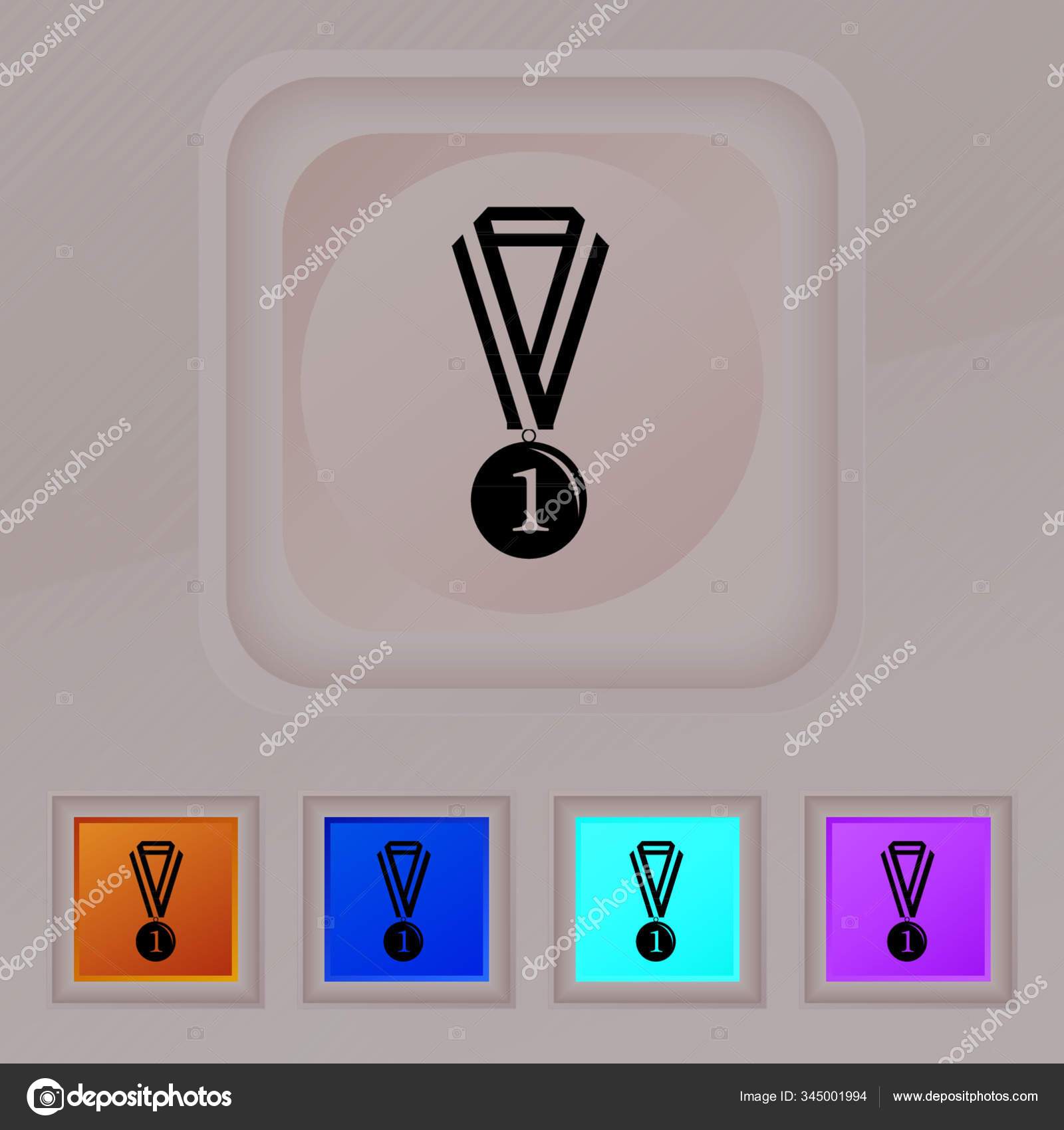Medal First Place Icon Symbol Set Five Colorful Stylish Buttons Stock ...