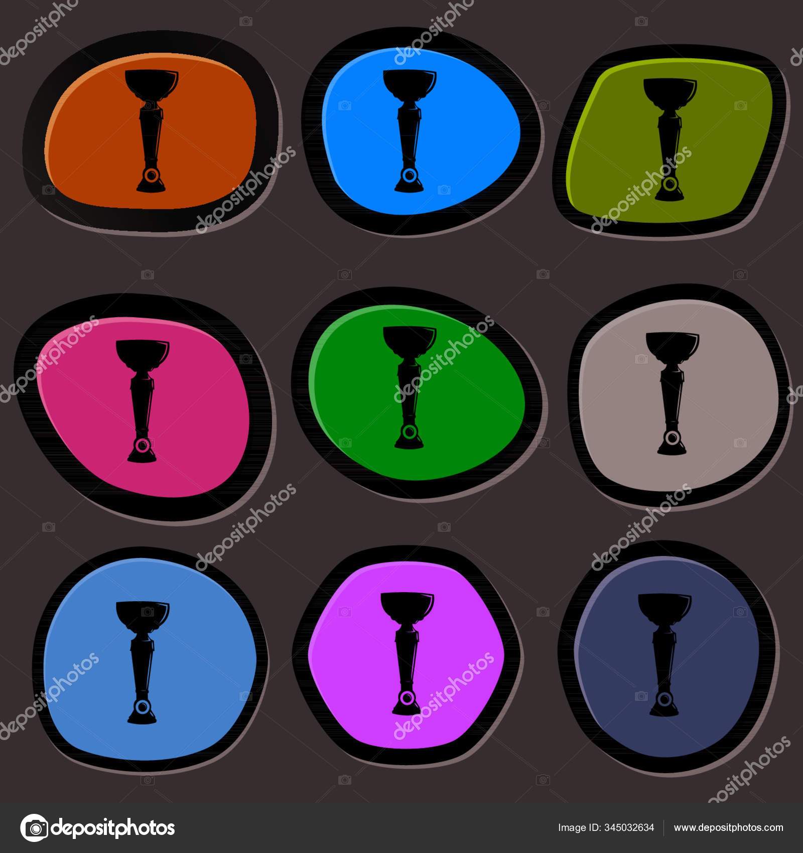 Trophy Symbols Multicolored Paper Stickers Vector Illustration Stock ...