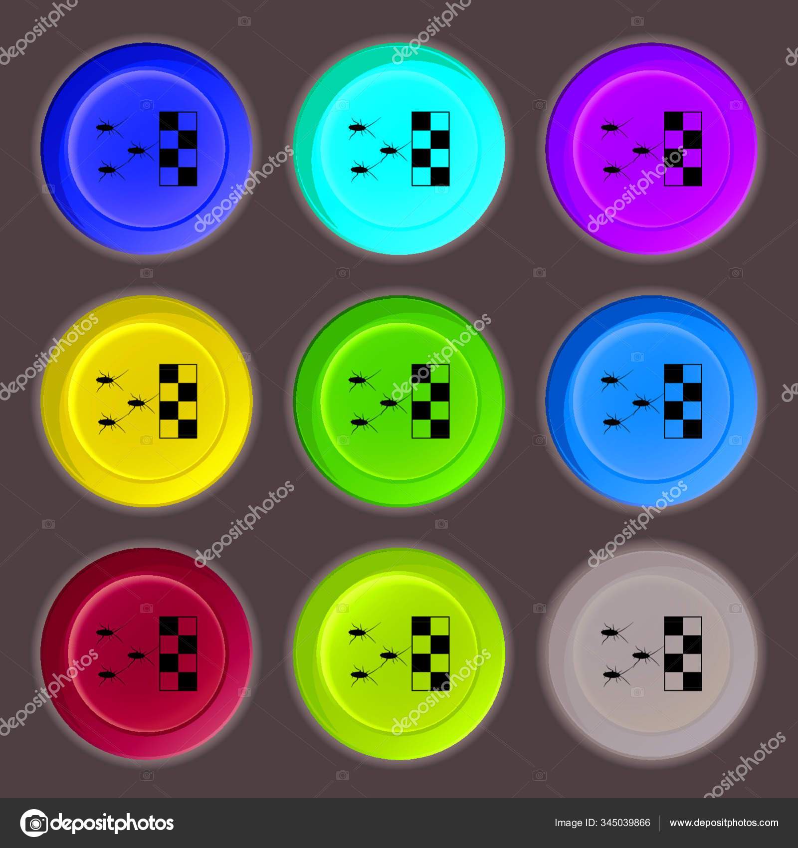 Cockroach Races Icon Sign Symbol Nine Colourful Buttons Vector ...