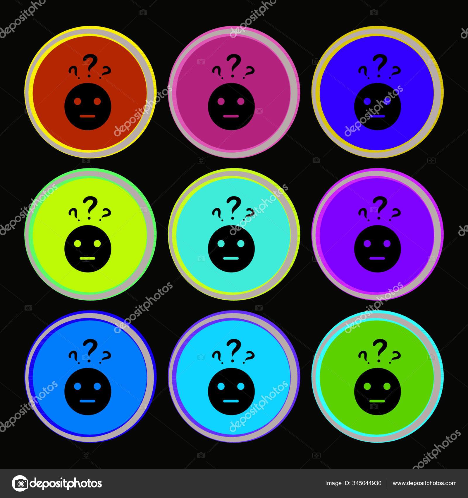 Question Mark Man Incomprehension Icon Sign Nine Multi Colored Buttons ...