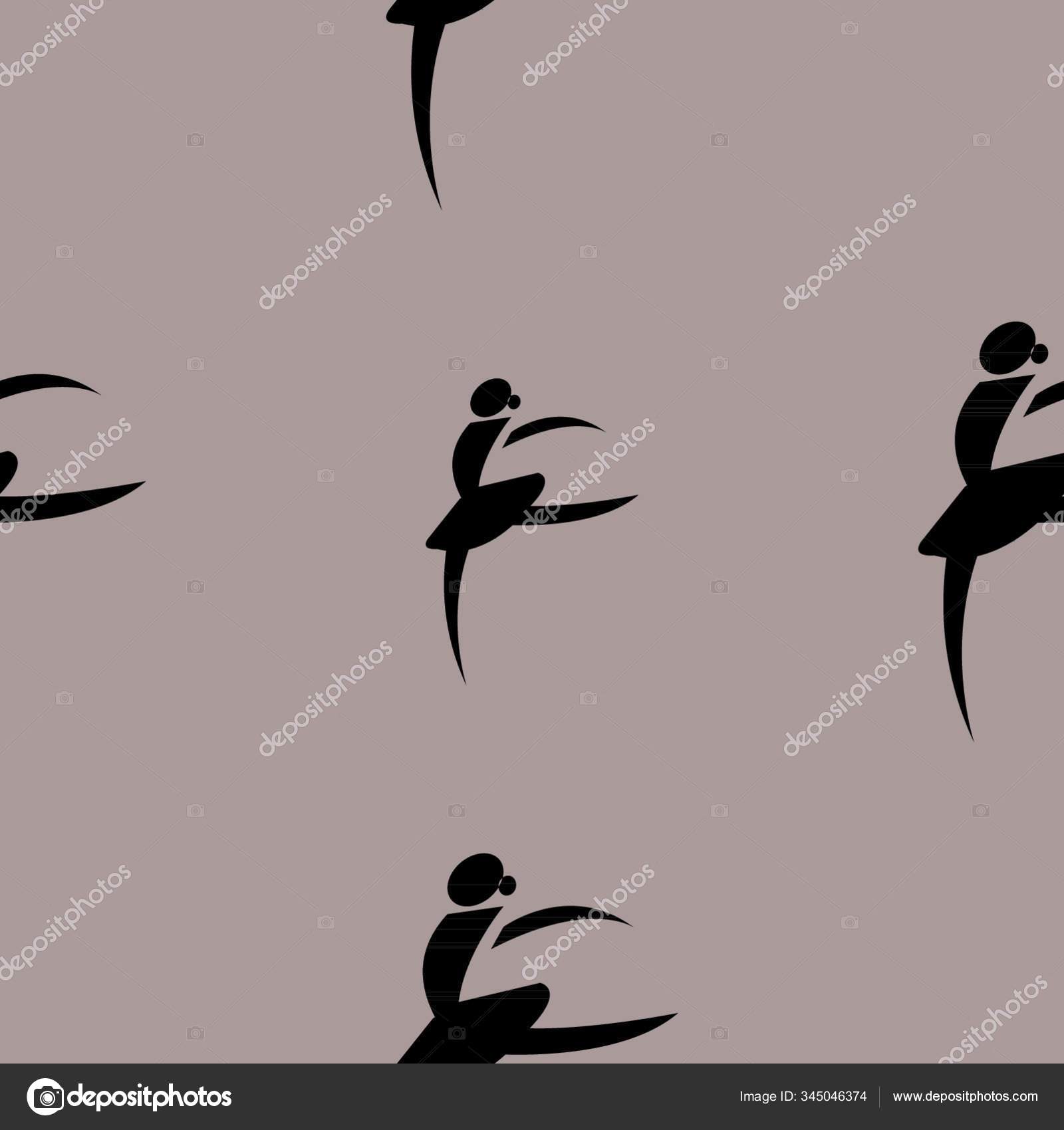 Dance Girl Ballet Ballerina Icon Sign Seamless Pattern Gray Background ...