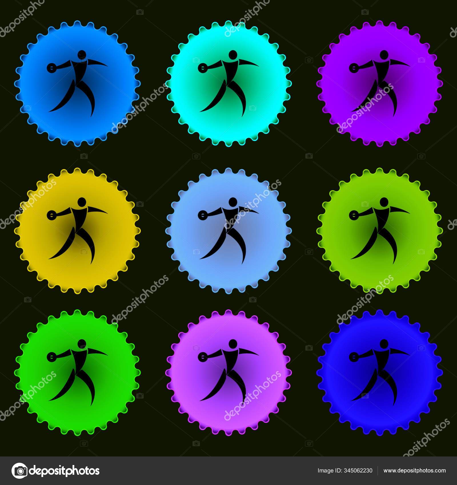 Discus Thrower Icon Sign Big Set Colorful Diverse High Quality Stock ...