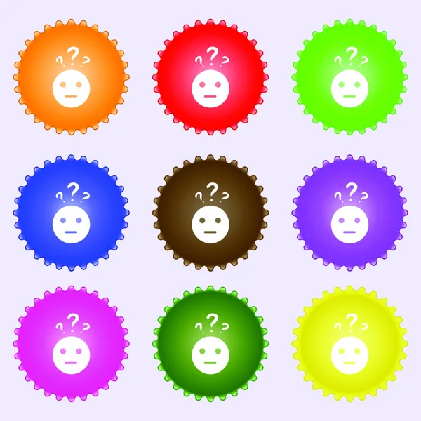 Question Mark Man Incomprehension Icon Sign Nine Multi Colored Buttons ...