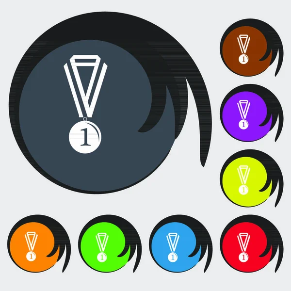 Medal First Place Icon Symbol Set Five Colorful Stylish Buttons Stock ...
