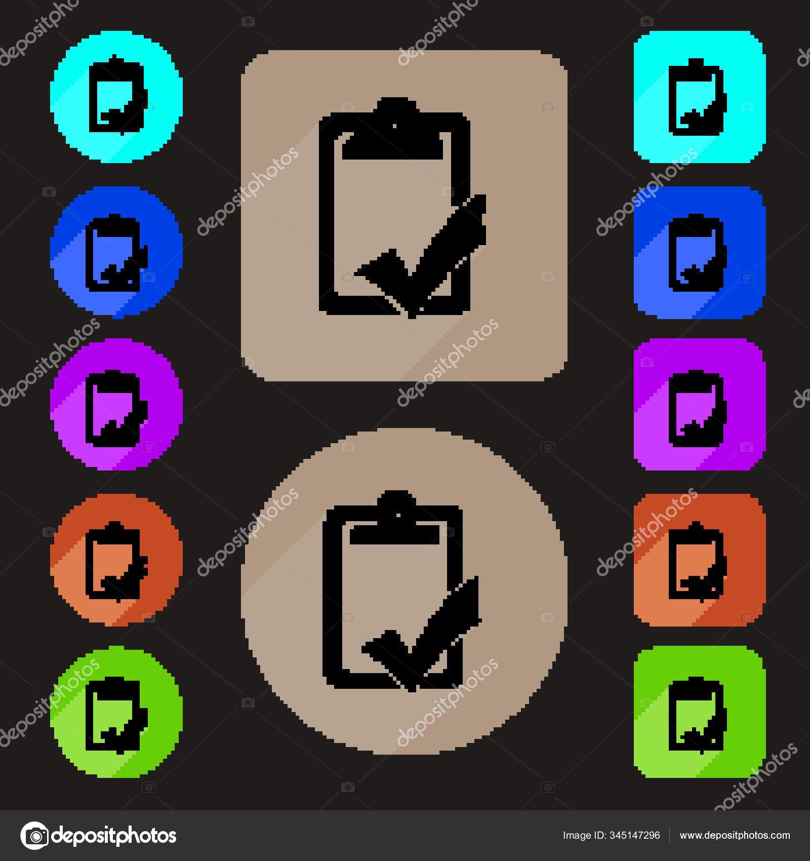 Document Grammar Control Test Work Complete Icon Sign Set Colored Stock ...