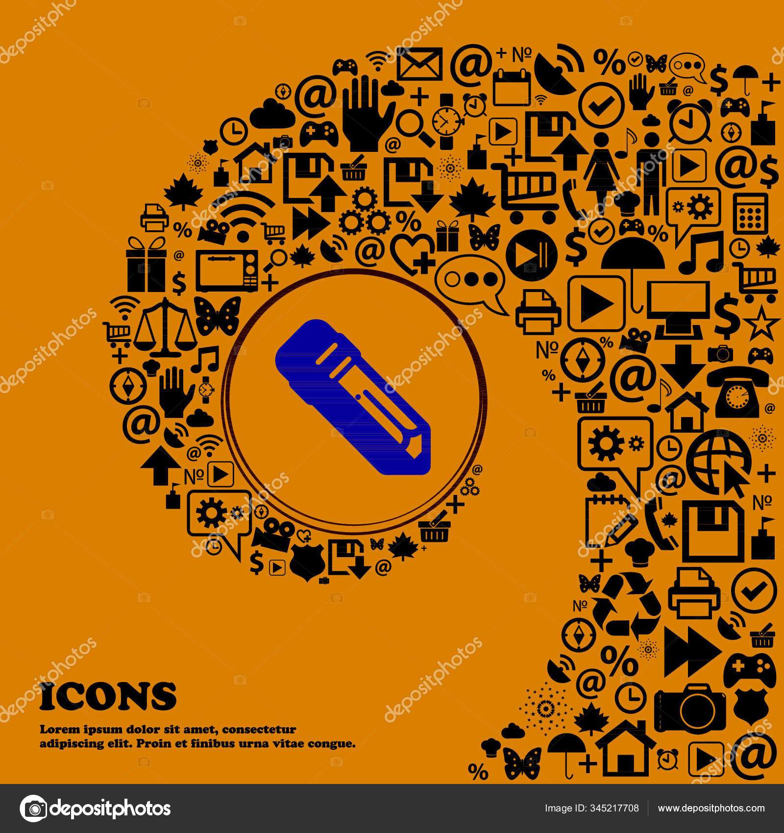 Kalem Sembolü Güzel Ikonlar Sarmal Bükerek Büyük Bir Ikonun Merkezine ...