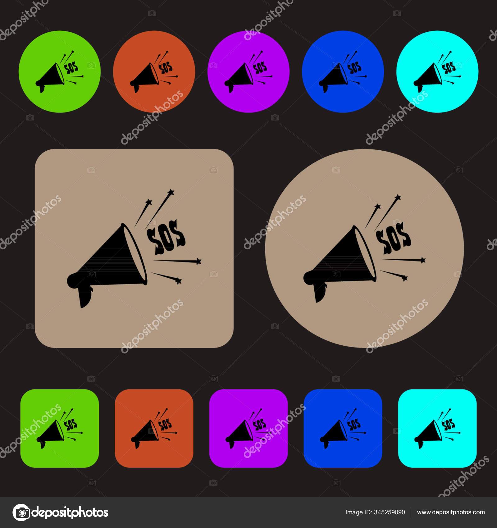 Sos Web Speaker Icon Sign Set Colored Buttons Flat Design Stock Vector Image by ©YAYImages ...