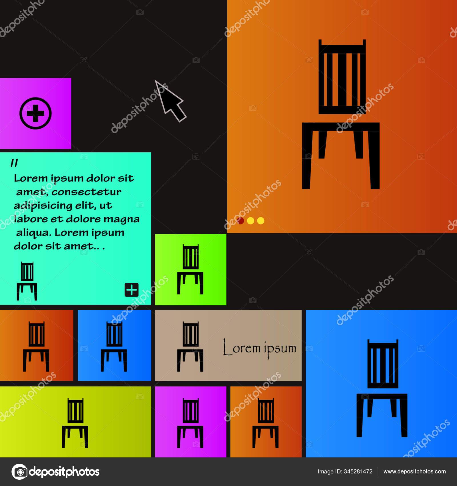 Chair Icon Sign Buttons Modern Interface Website Buttons Cursor Pointer Stock Vector by ...