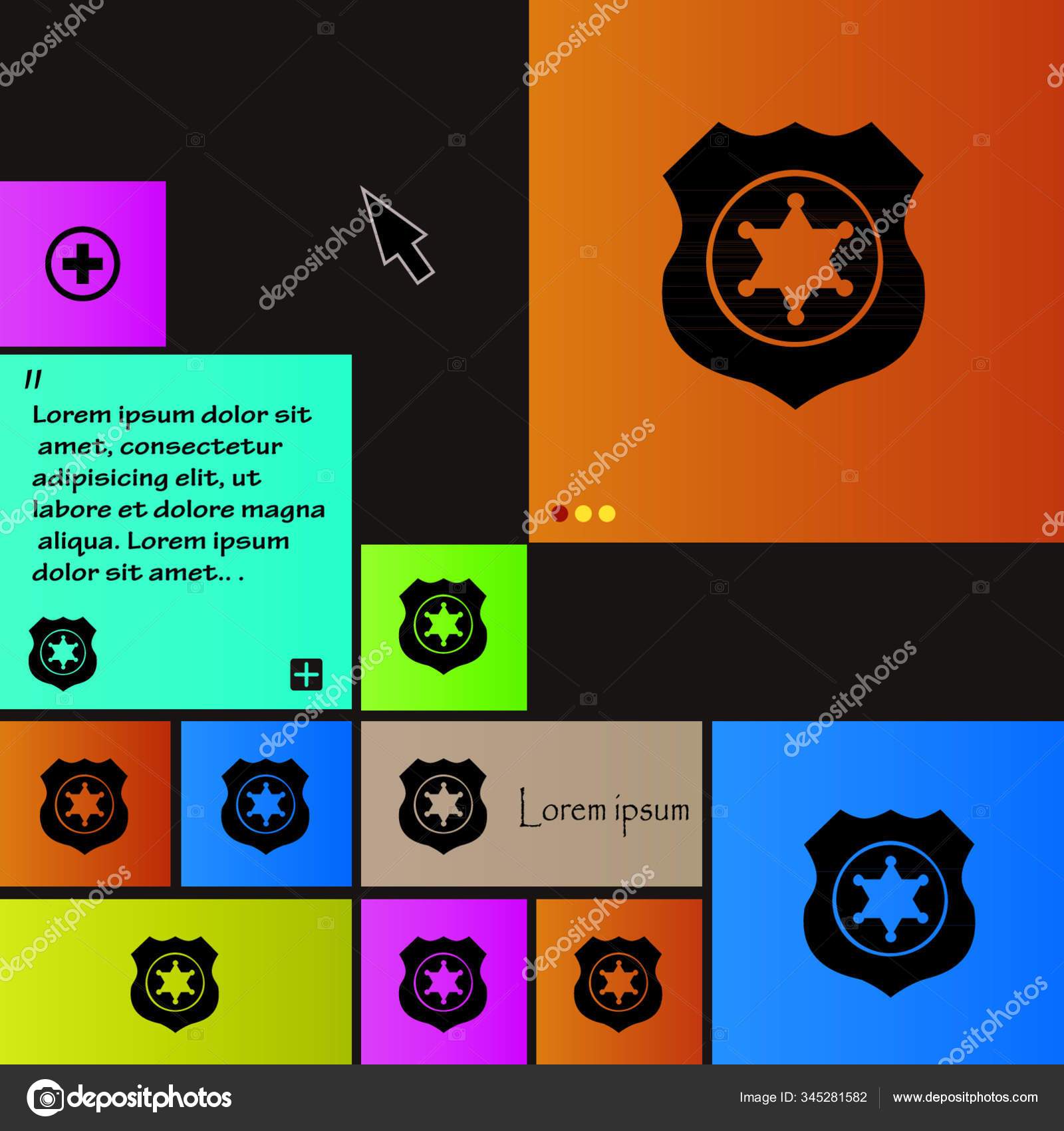 Sheriff Star Icon Sign Buttons Modern Interface Website Buttons Cursor Stock Vector by ...