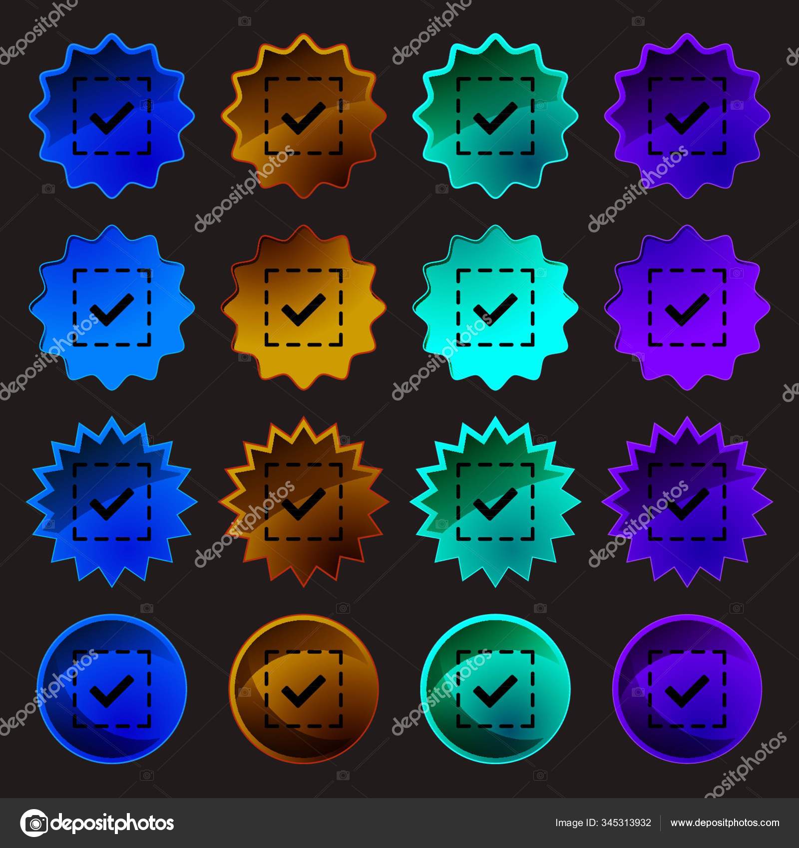 Check Mark Tik Icon Sign Big Set Colorful Modern Buttons Stock Vector by ©YAYImages 345313932